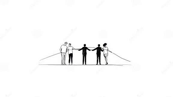 A Team of Five Individuals Pulling a Rope Together Symbolizing ...
