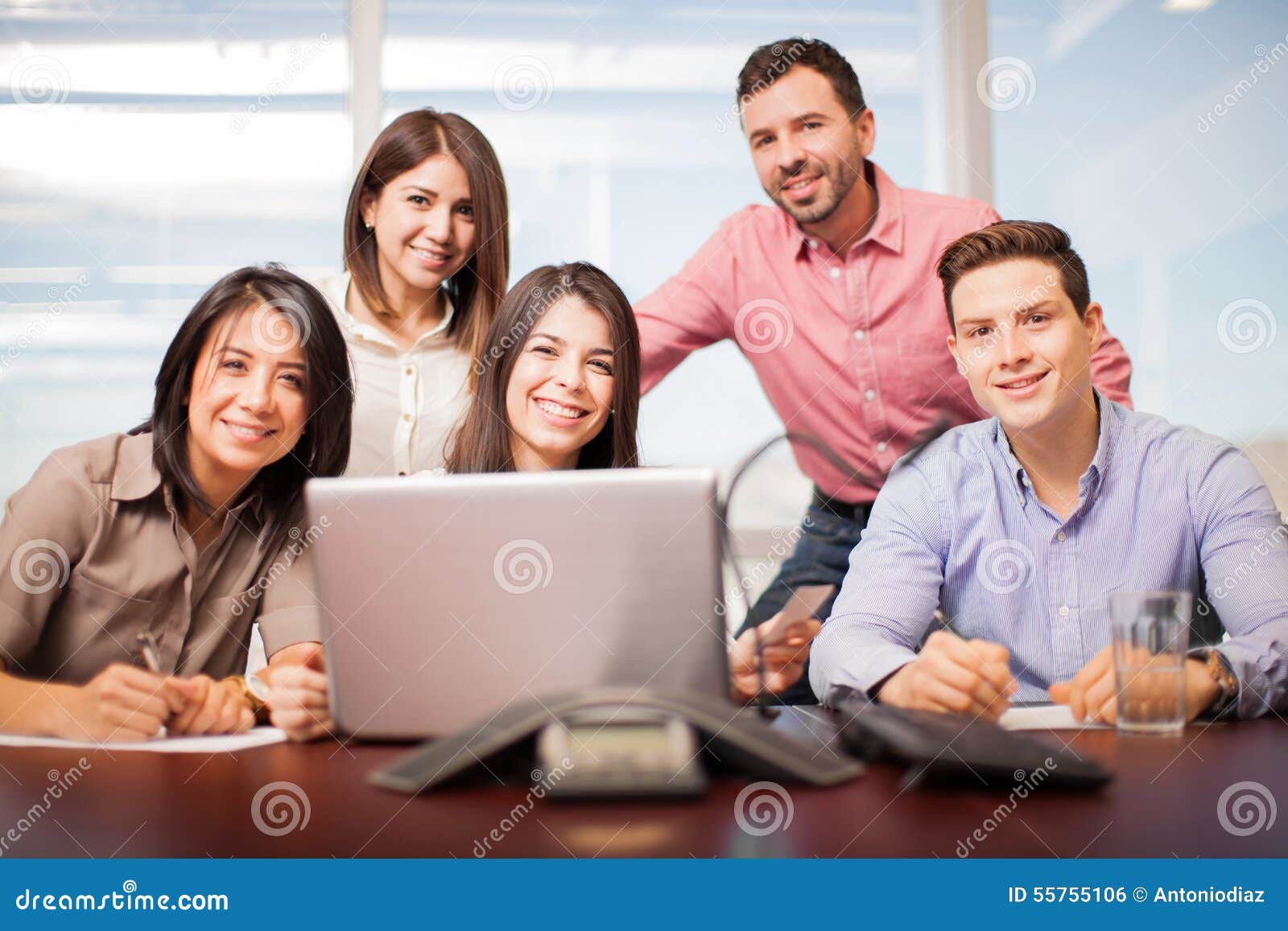 Team of Five People at Work Stock Photo - Image of meeting, working ...