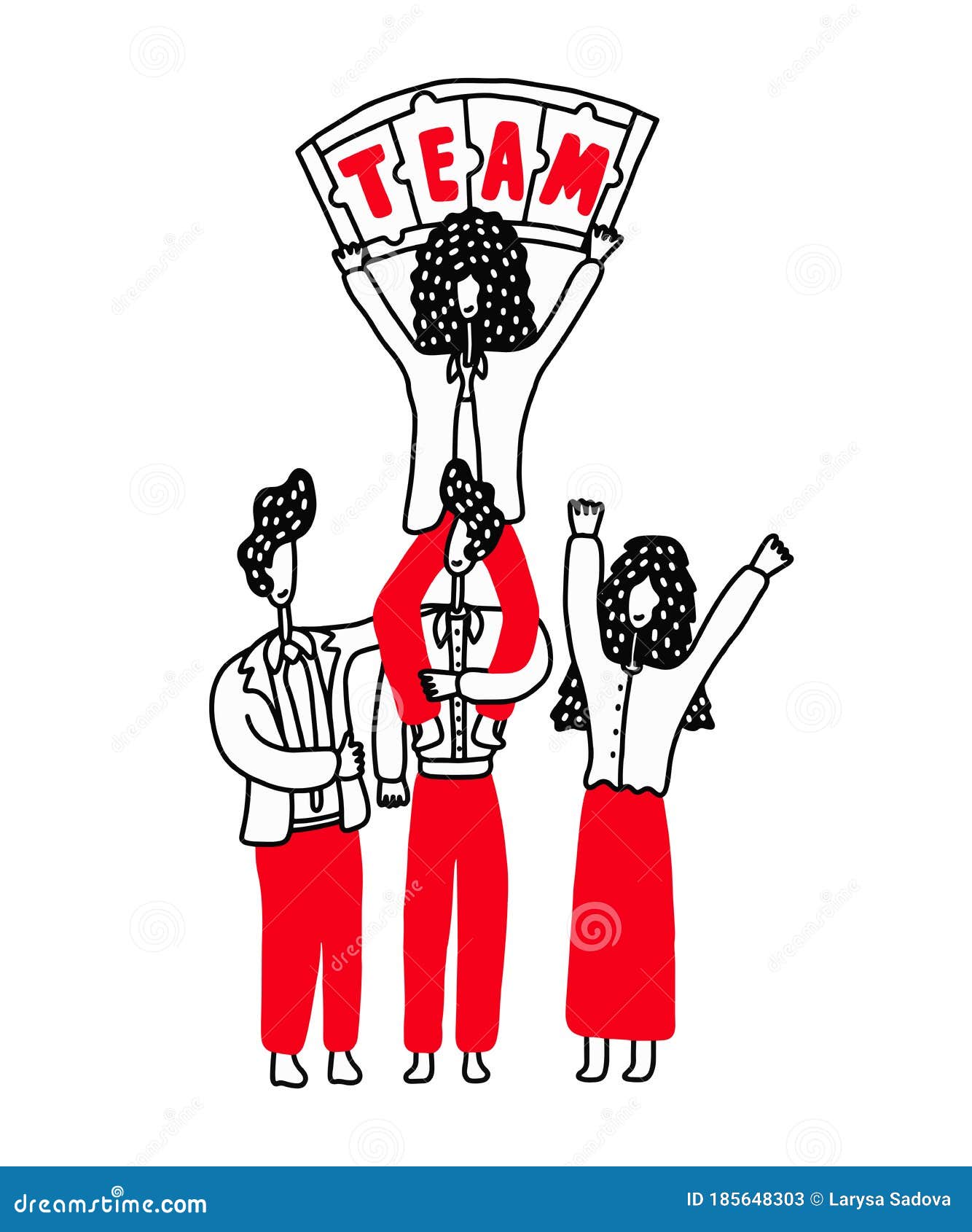 Team - Flat Design Style Red Color Illustration on White Background ...