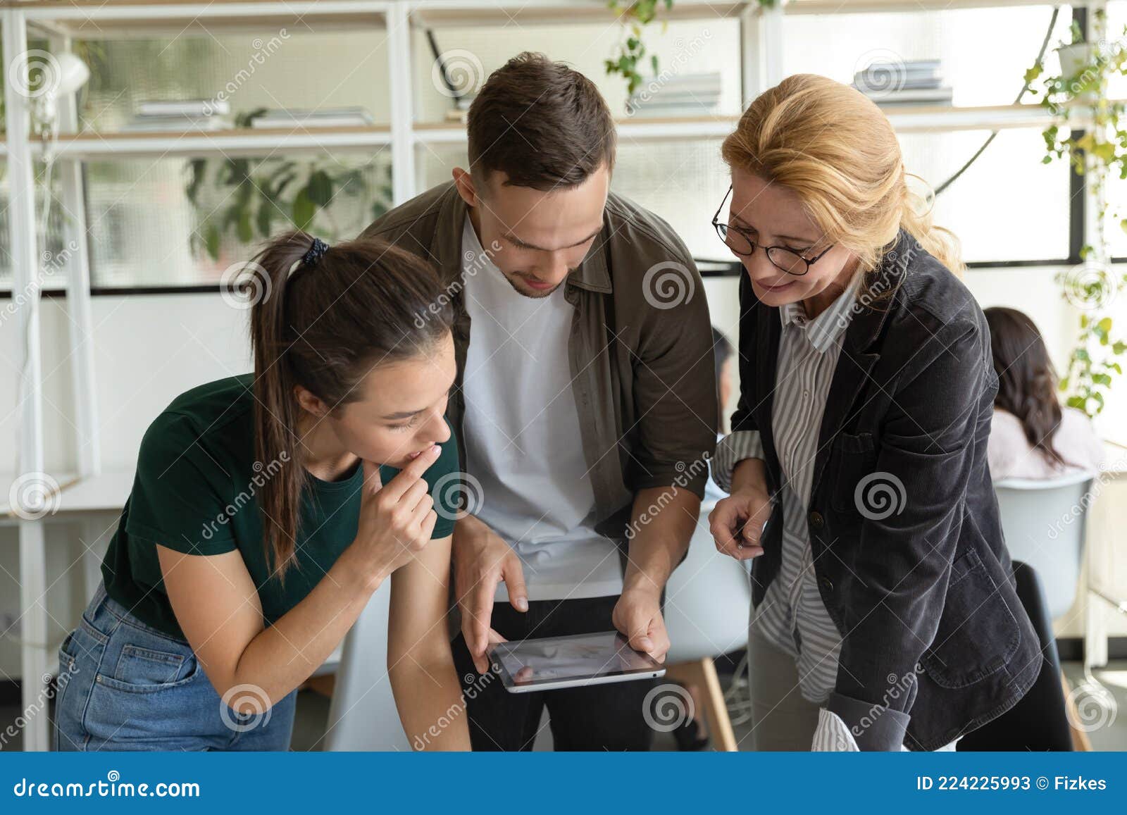Team of Focused Office Employees Talking, Discussing Project Stock ...