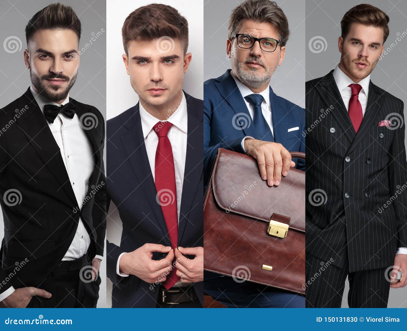 Team of Four Attractive Men Posing in a Collage Image Stock Photo ...