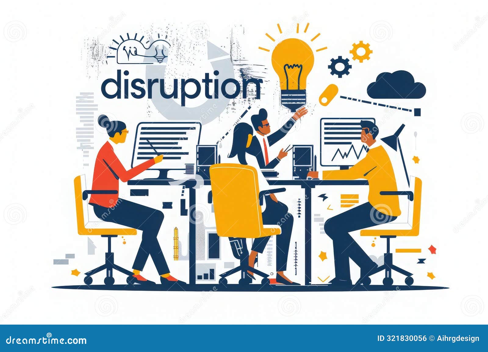 Disruptive Innovation a Team Brainstorming for Success Stock ...