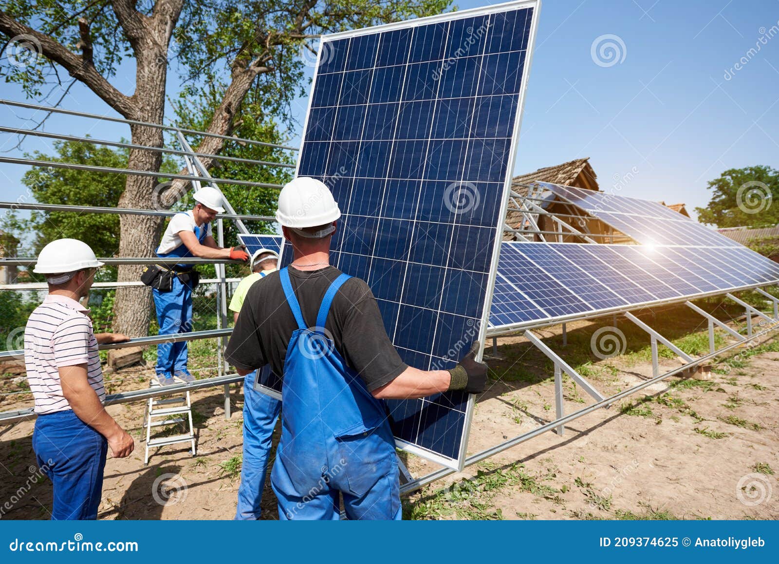 Stand-alone Exterior Solar Panel System Installation, Renewable Green ...