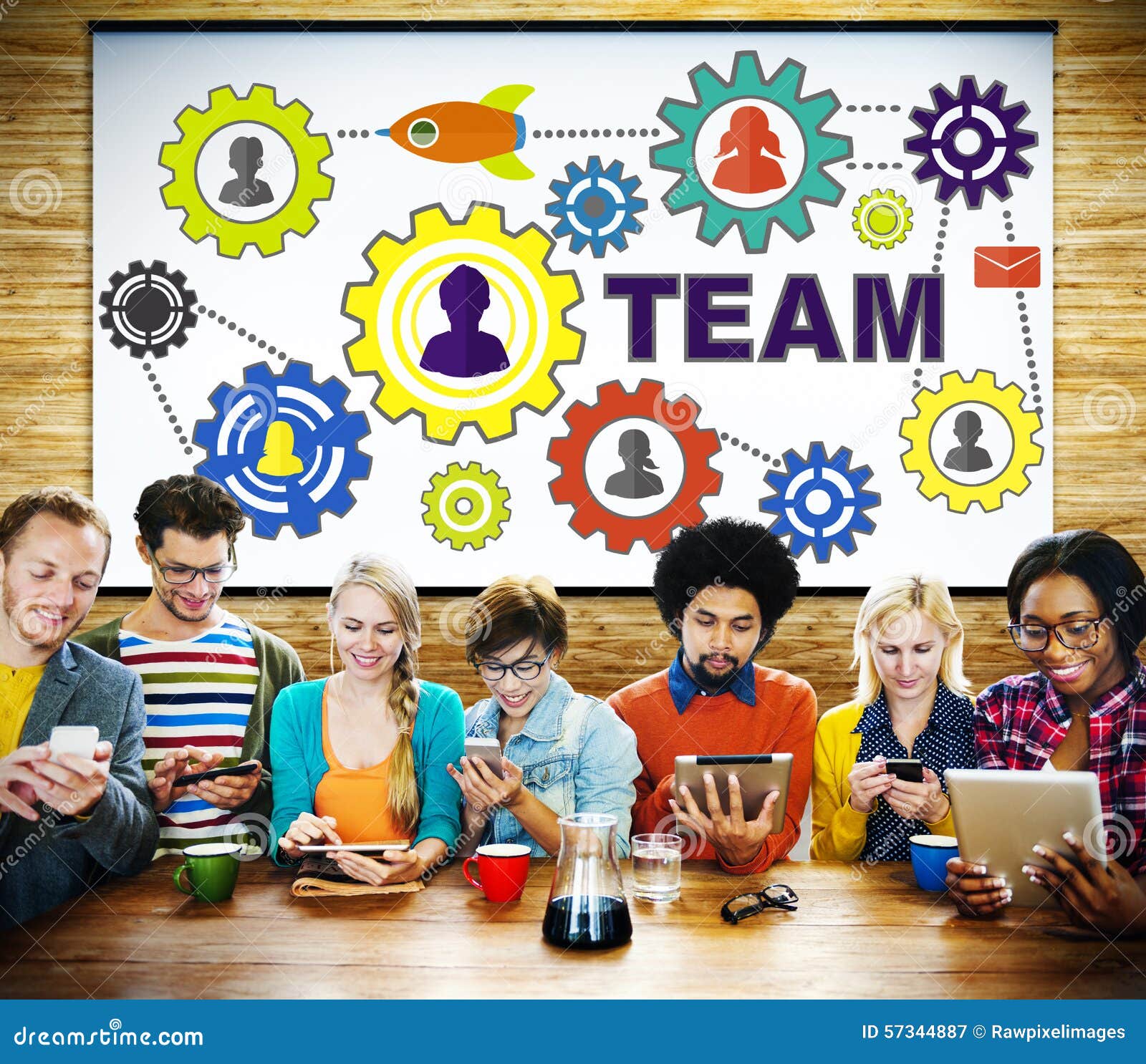 Team Functionality Industry Teamwork Connection Technology Concep Stock ...