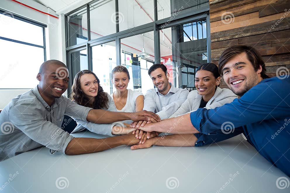 Team of Graphic Designers Forming Handstack Stock Photo - Image of ...
