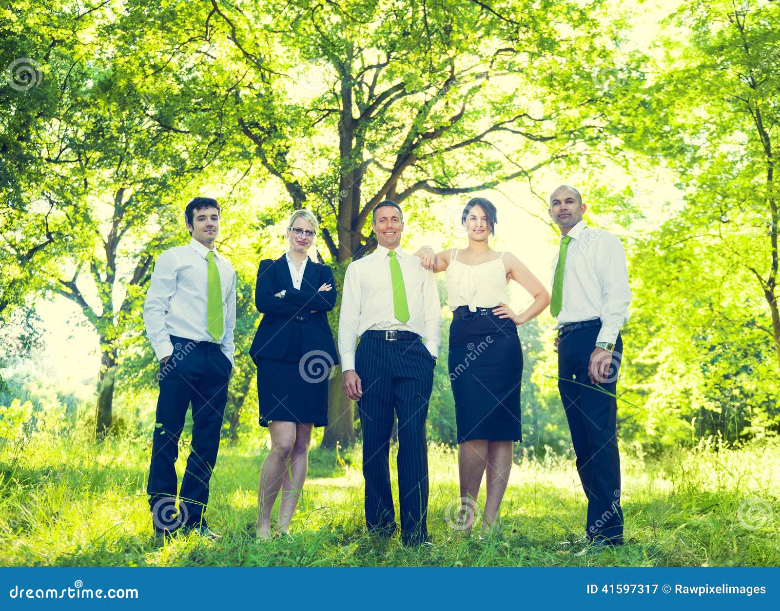 Team of Green Business People Stock Image - Image of environment ...
