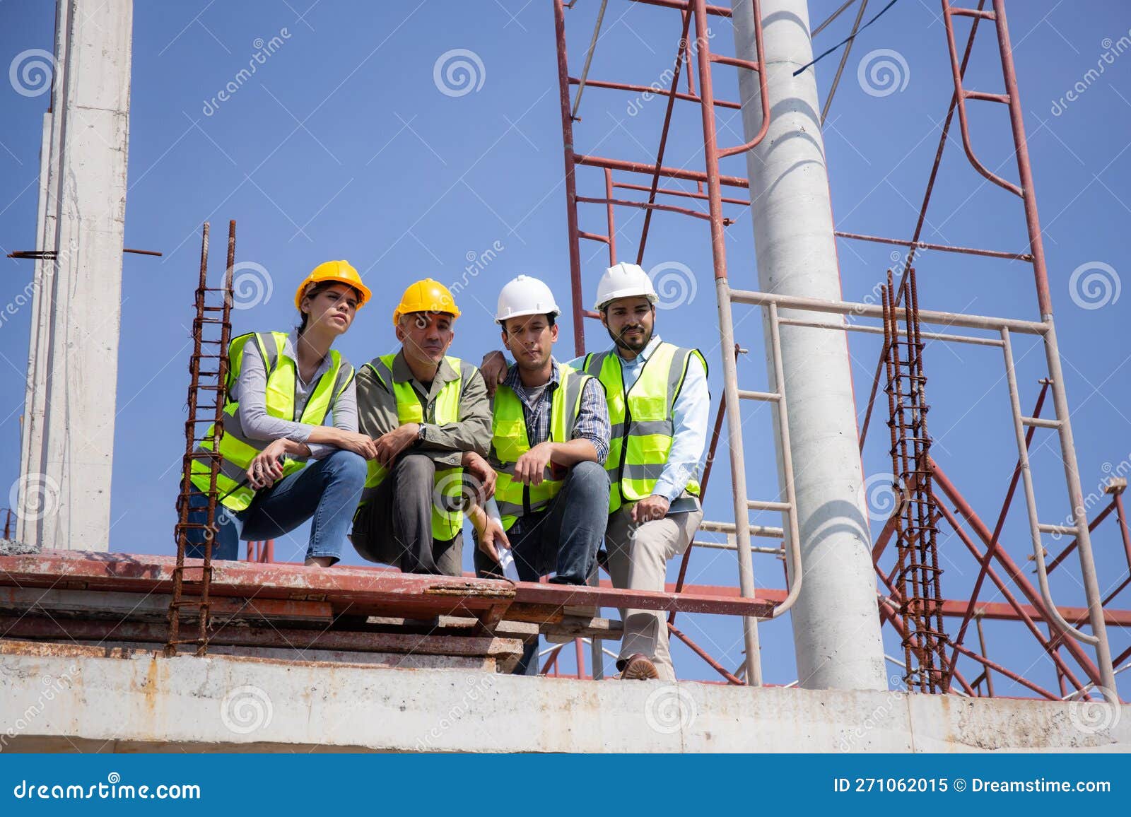 Team Group of Contractor and Architect with Foreman Explaining about ...