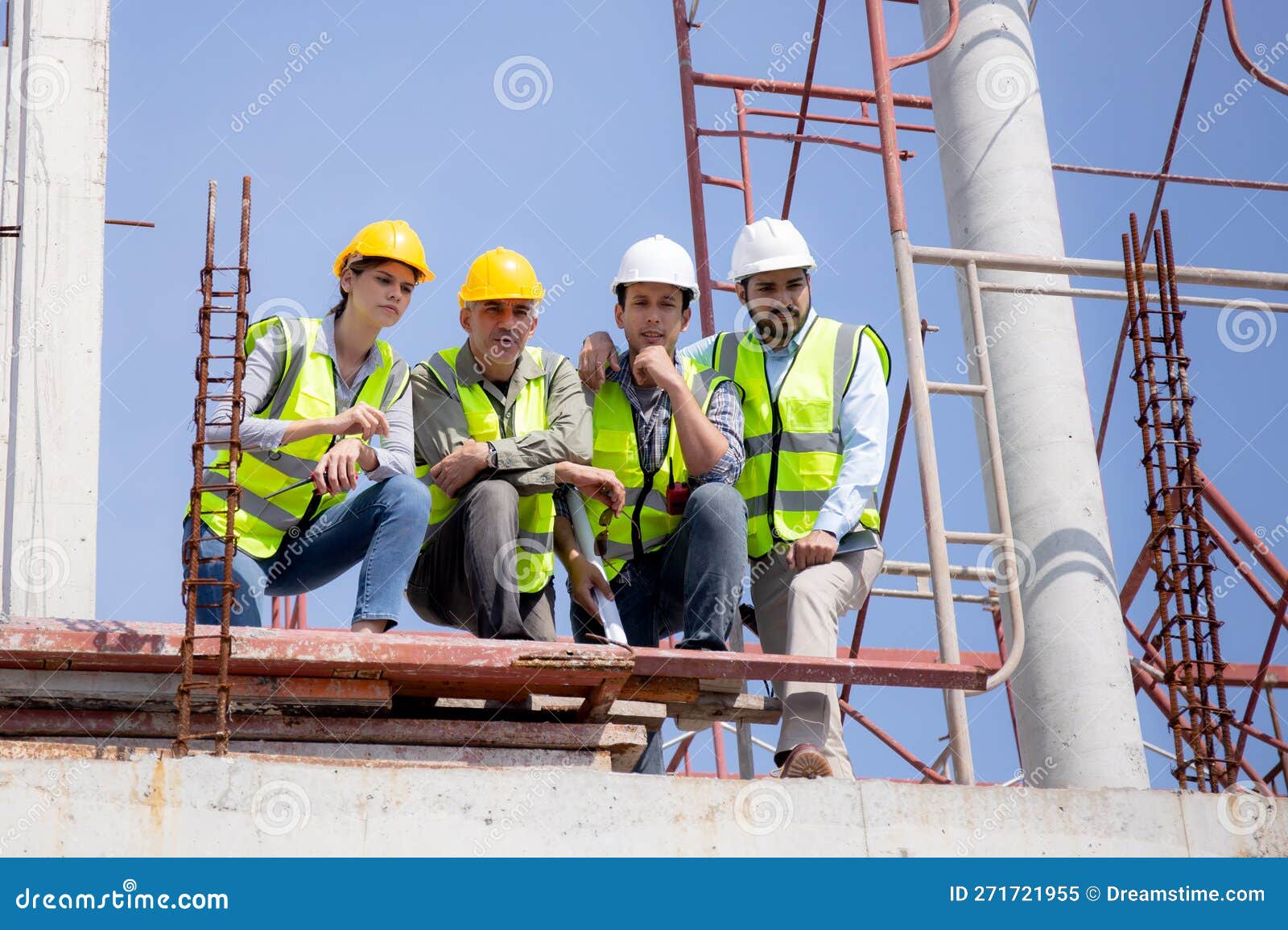 Team Group of Contractor and Architect with Foreman Explaining about ...