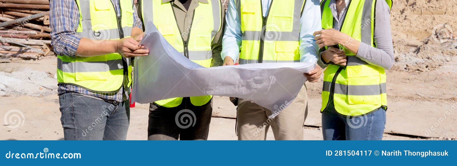 Team Group of Contractor and Architect with Foreman Explaining about ...