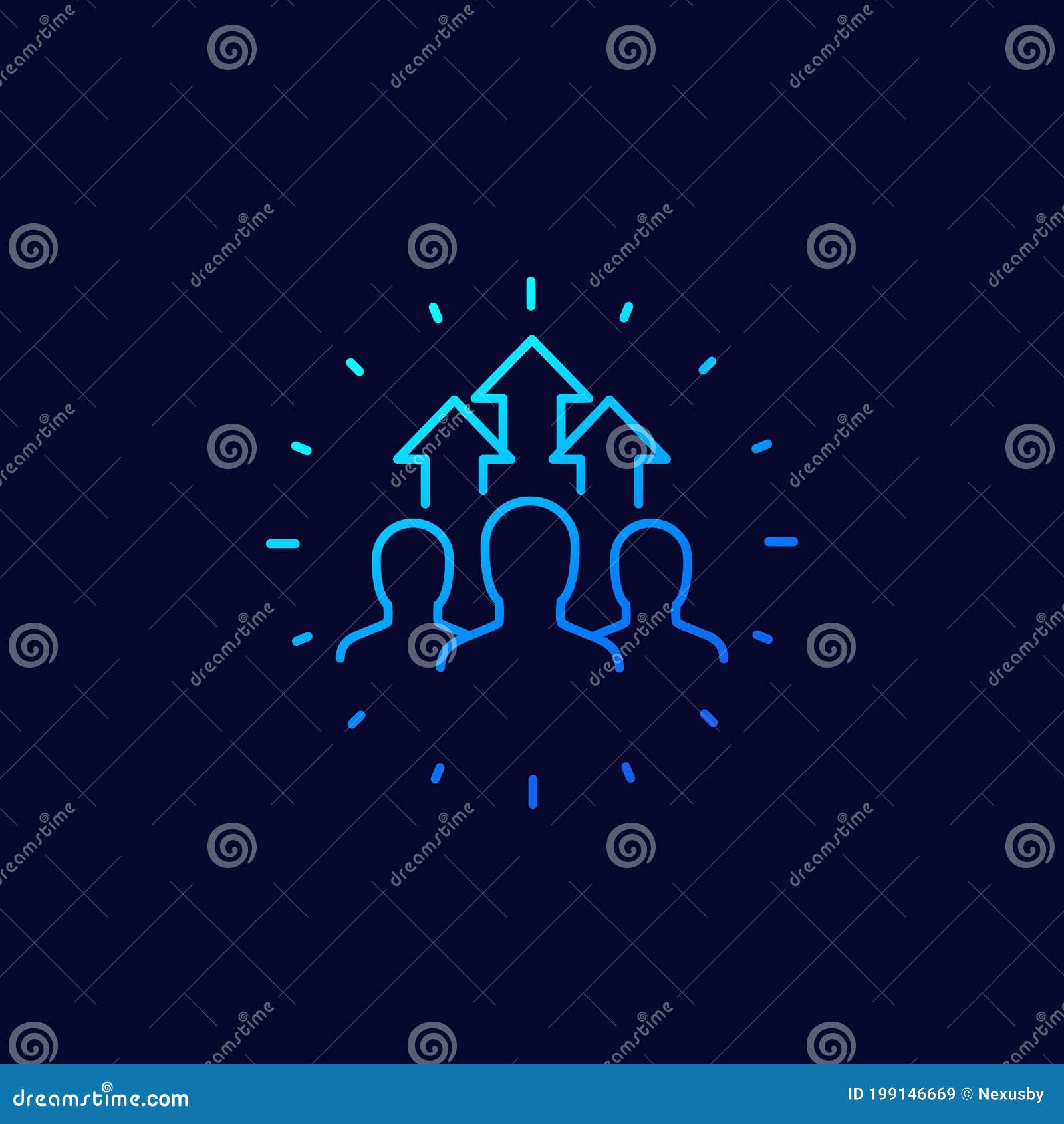 Team Growth and Development Icon, Linear Stock Vector - Illustration of ...
