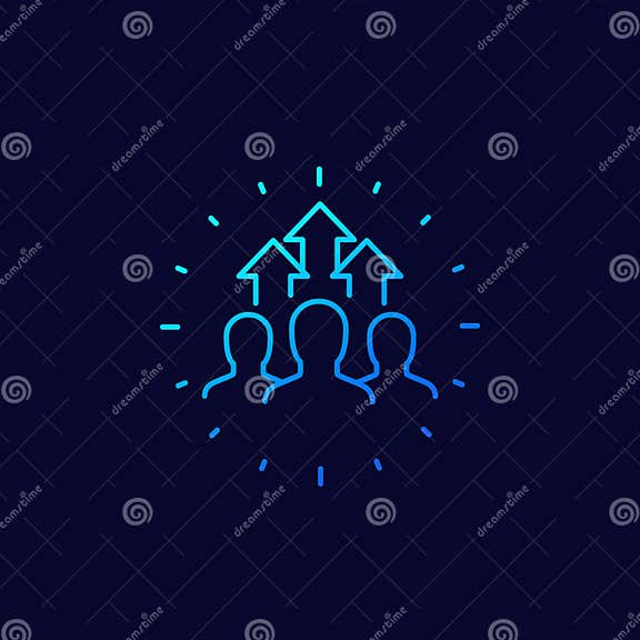 Team Growth and Development Icon, Linear Stock Vector - Illustration of ...