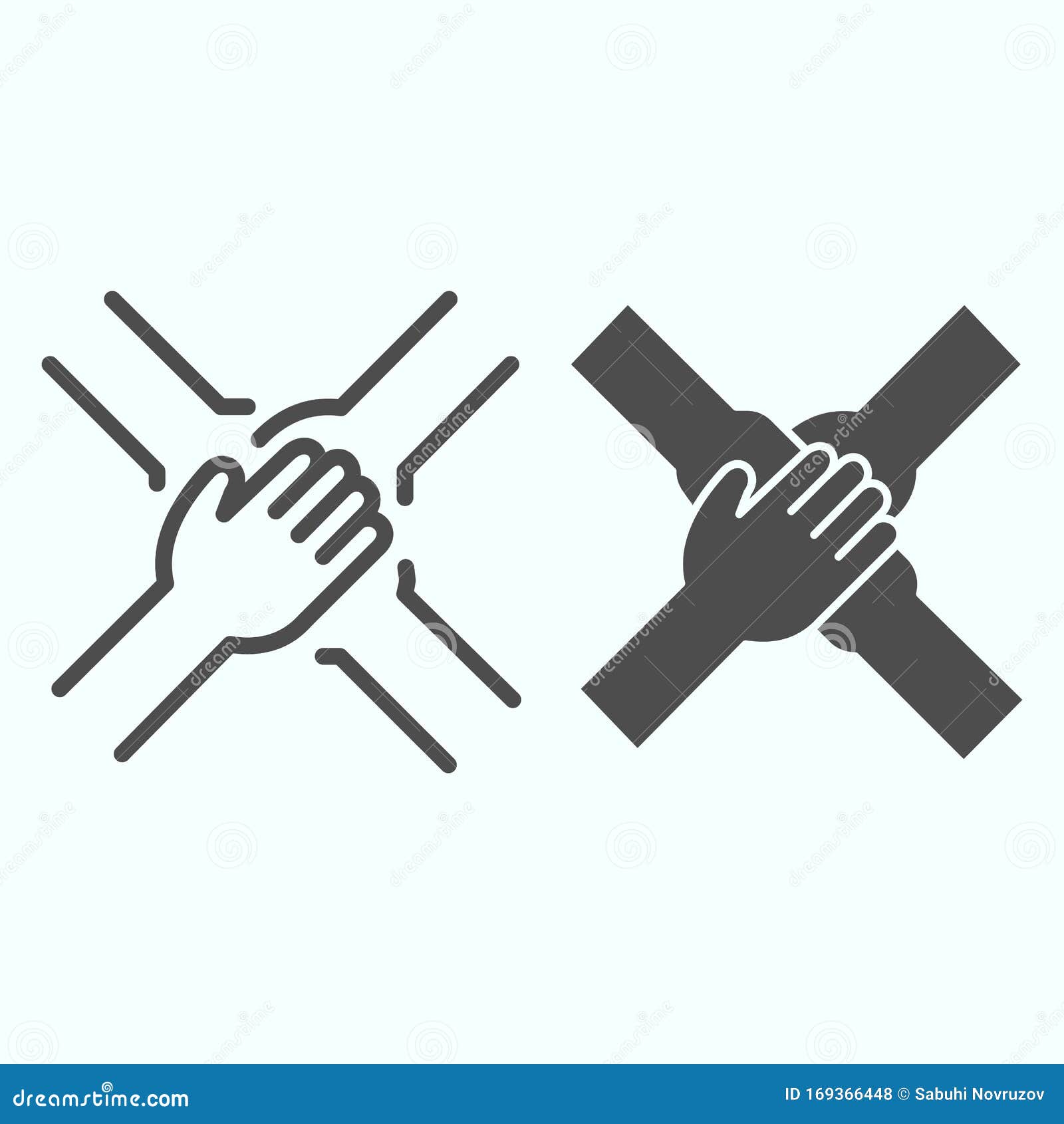 Team Hands Line and Solid Icon. Teamwork Vector Illustration Isolated ...