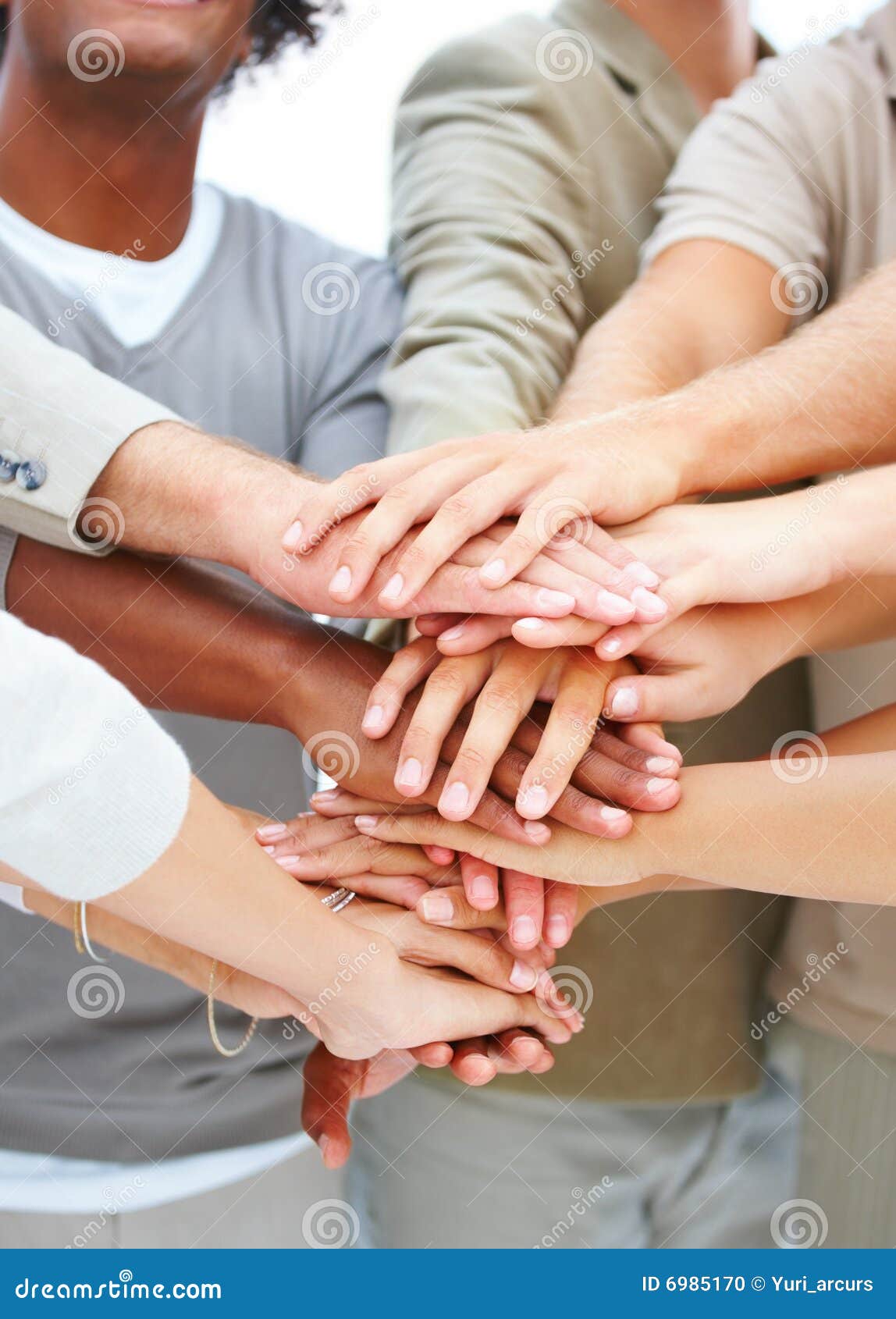 Team with Hands Stacked in Unison Stock Photo - Image of adult, girls ...