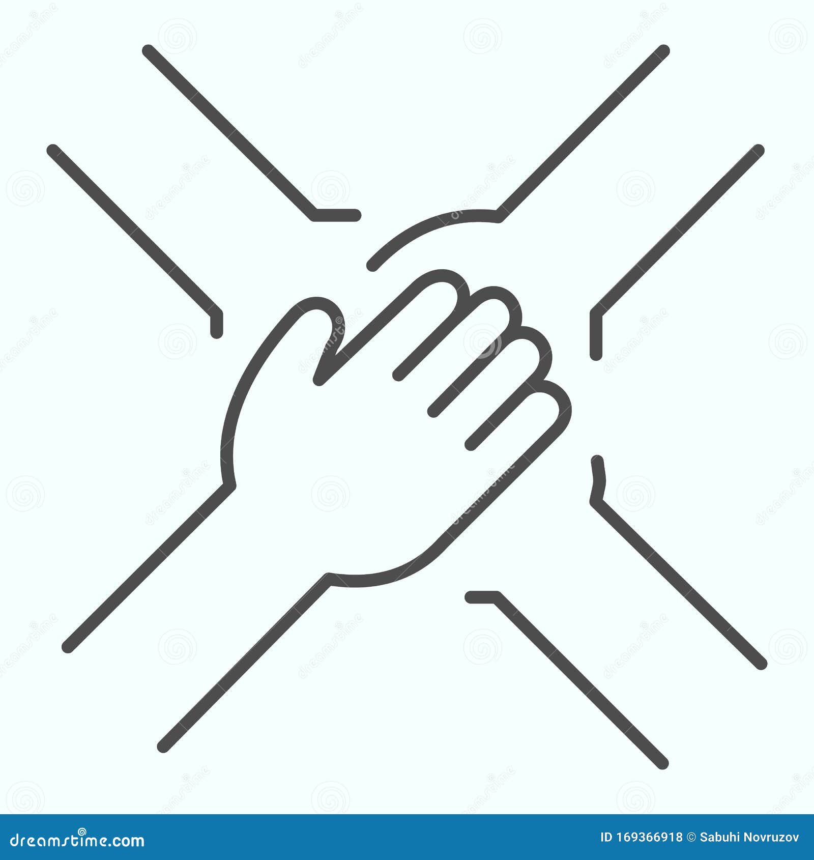 Team Hands Thin Line Icon. Teamwork Vector Illustration Isolated on ...