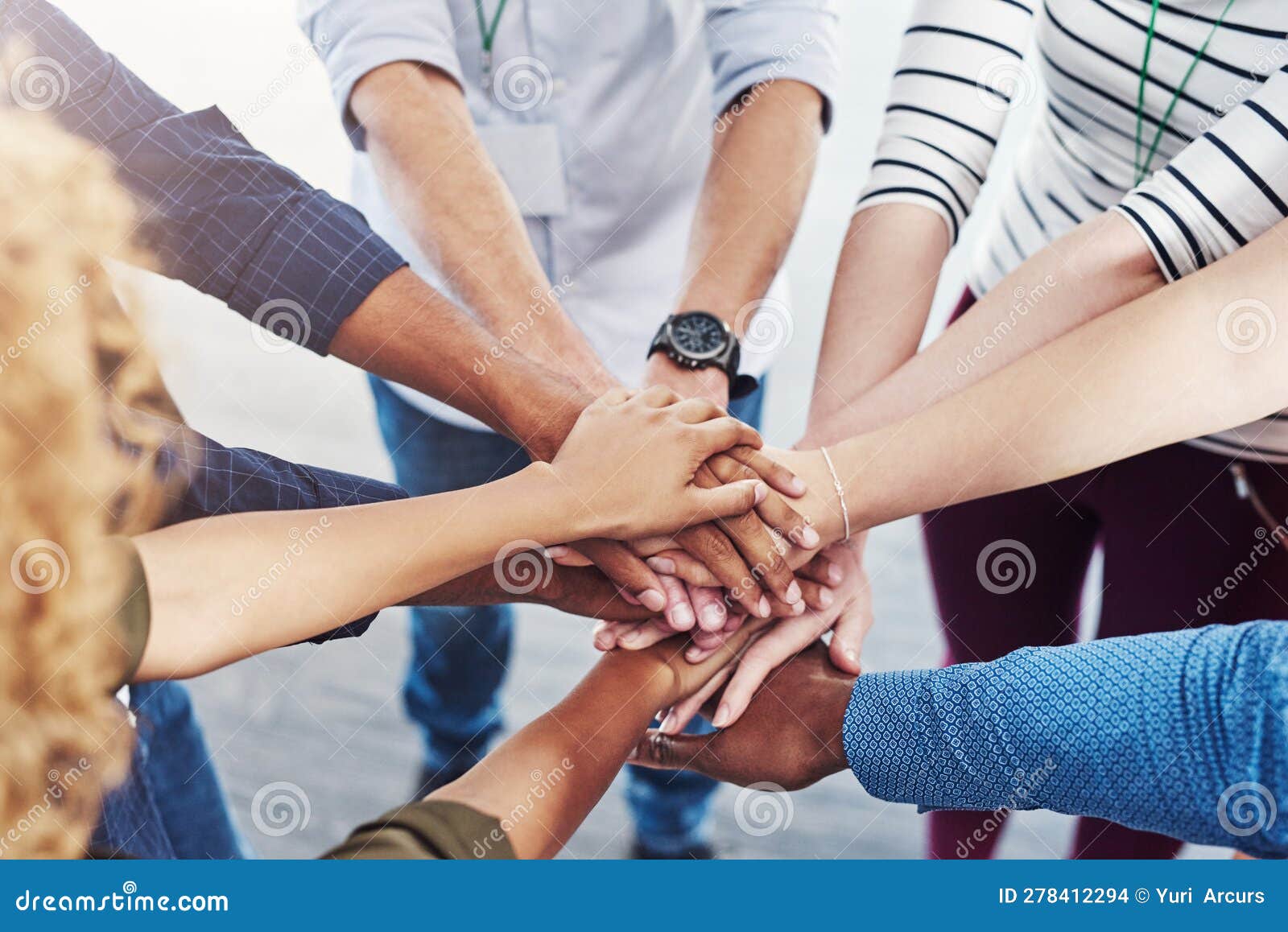 Team, Hands Together and Motivation of Staff with Collaboration ...