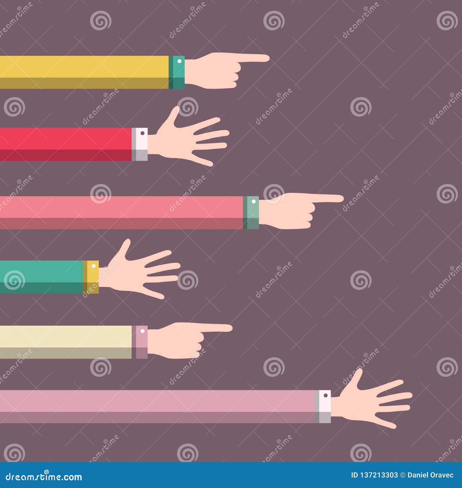Team Hands Flat Design Illustration Stock Vector - Illustration of ...