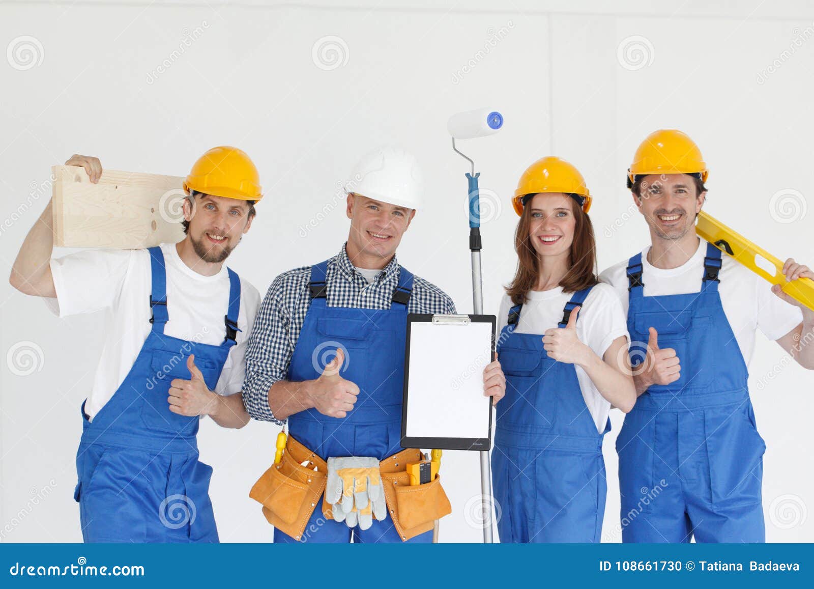 Workers with Tools and Contract Stock Photo - Image of contract ...