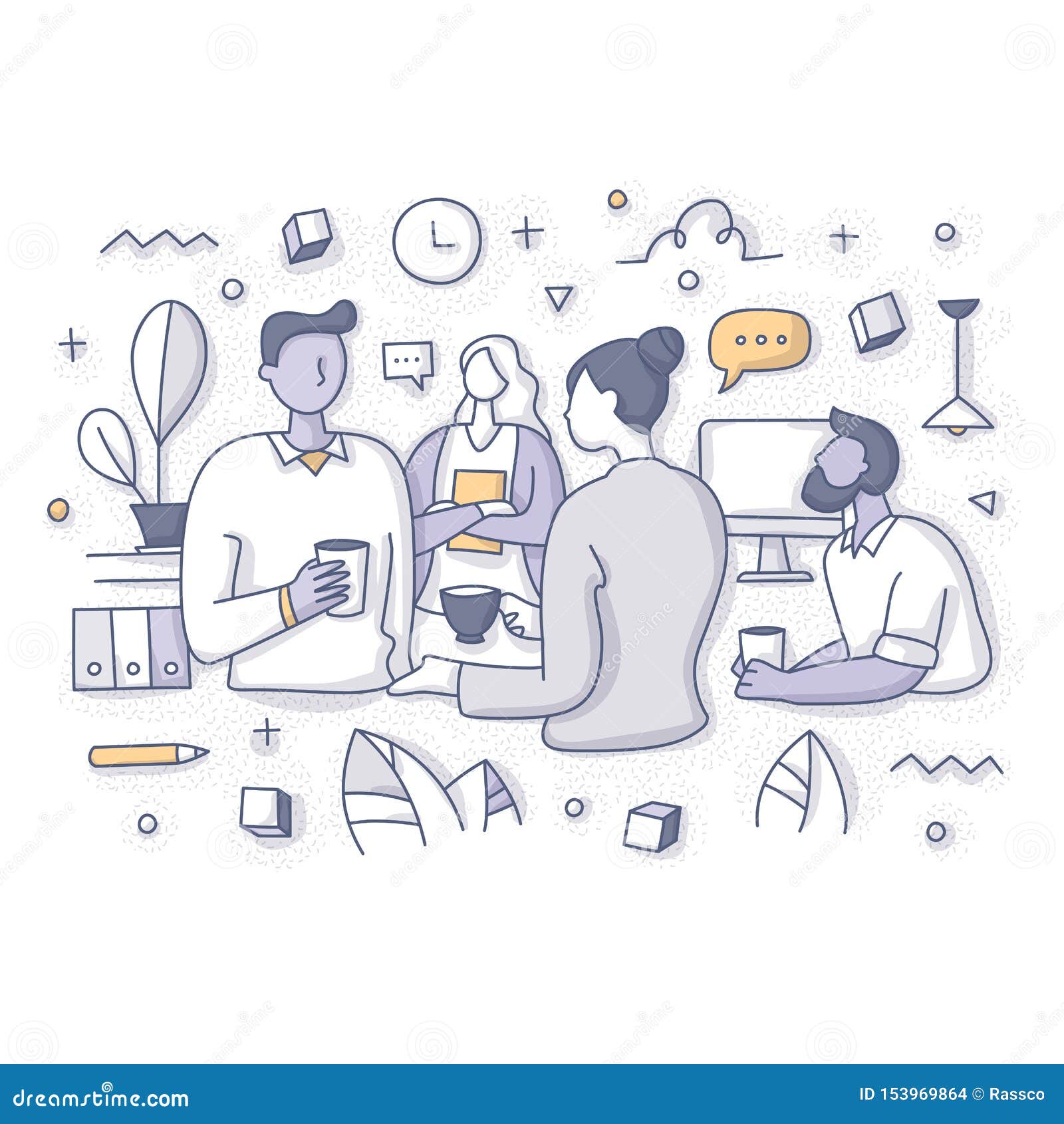 Team Having Coffee Break at Work Concept Stock Vector - Illustration of ...