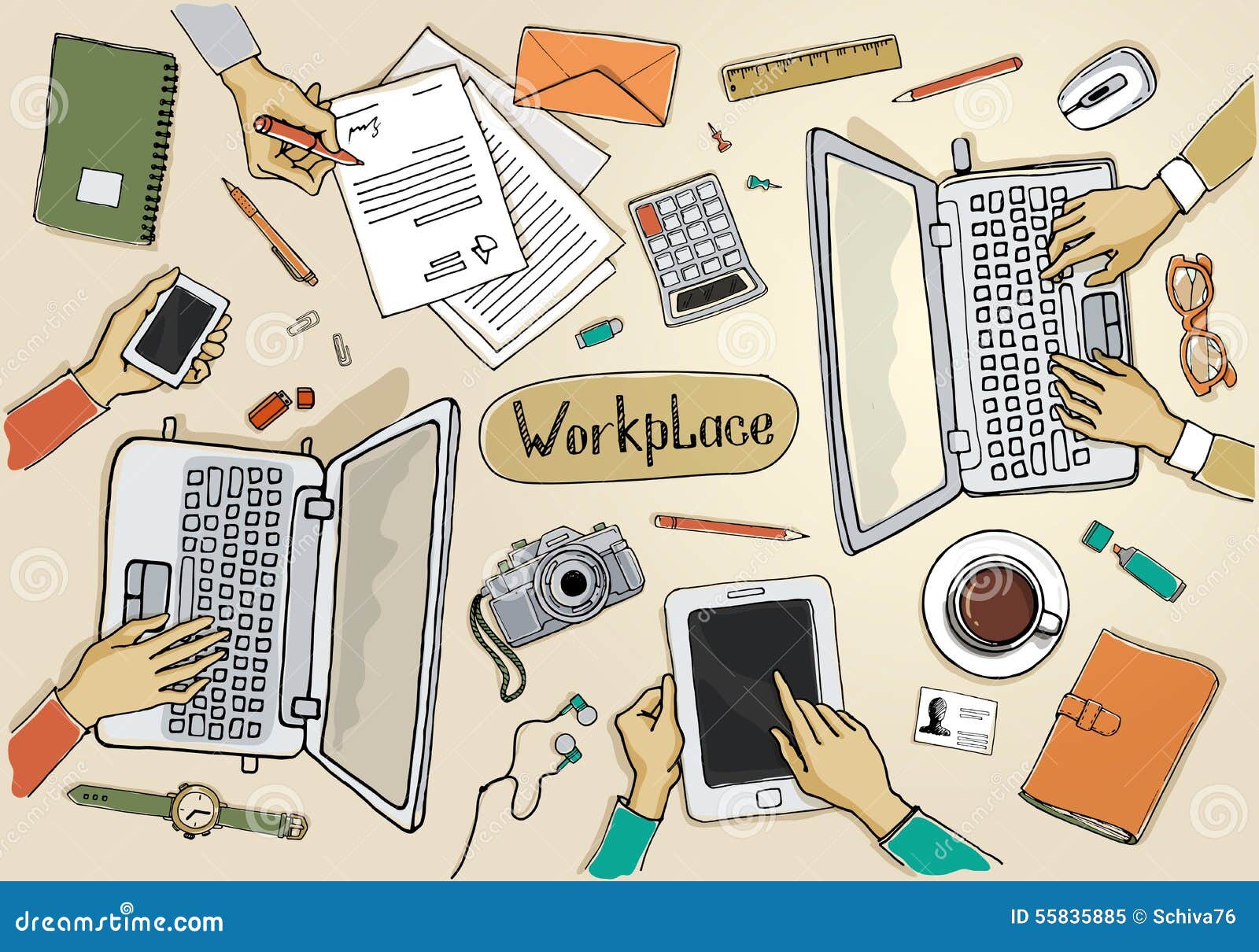 Team het werken vector illustratie. Illustration of overzicht - 55835885