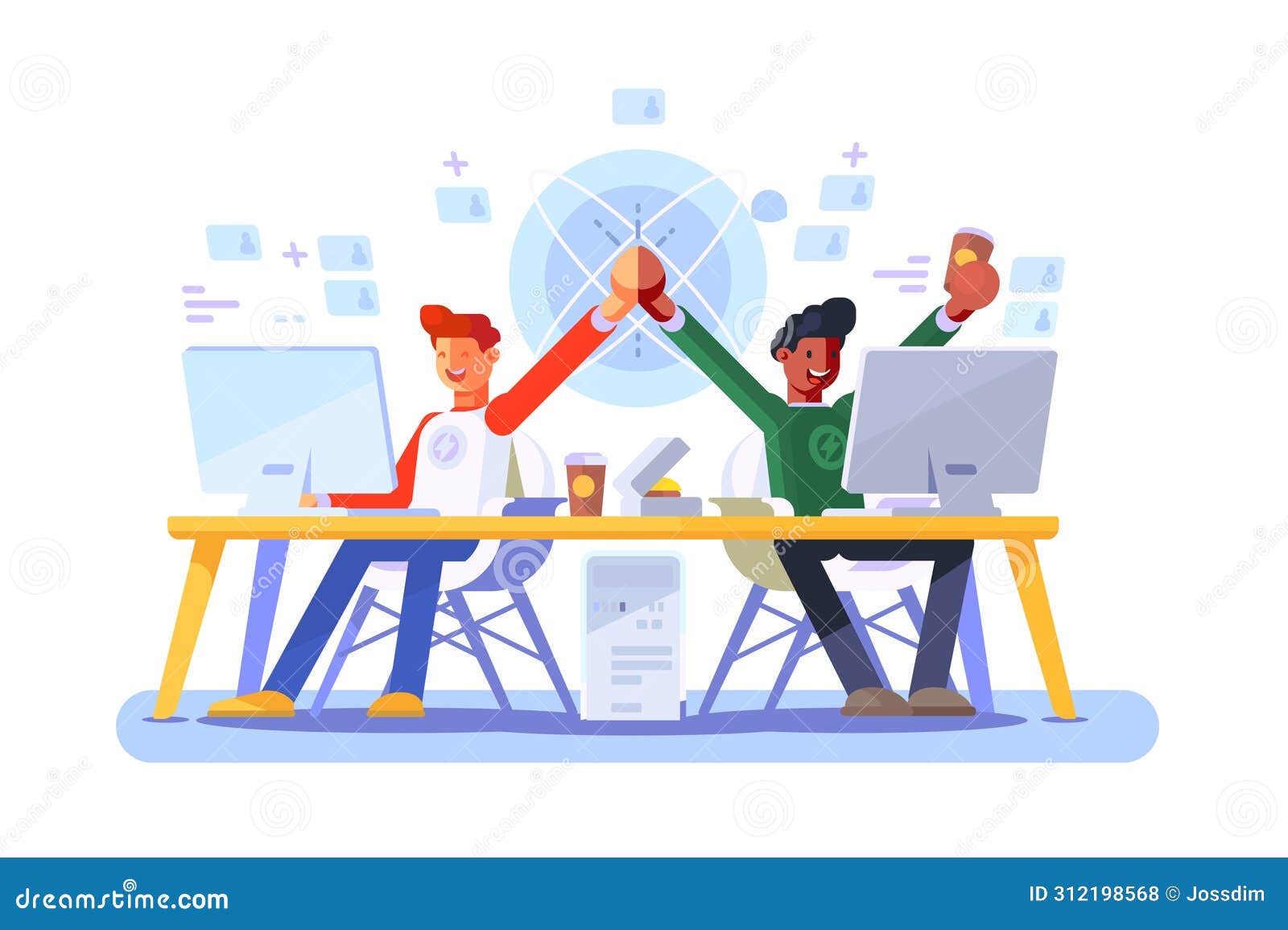 Team High-Five Celebration stock vector. Illustration of media - 312198568