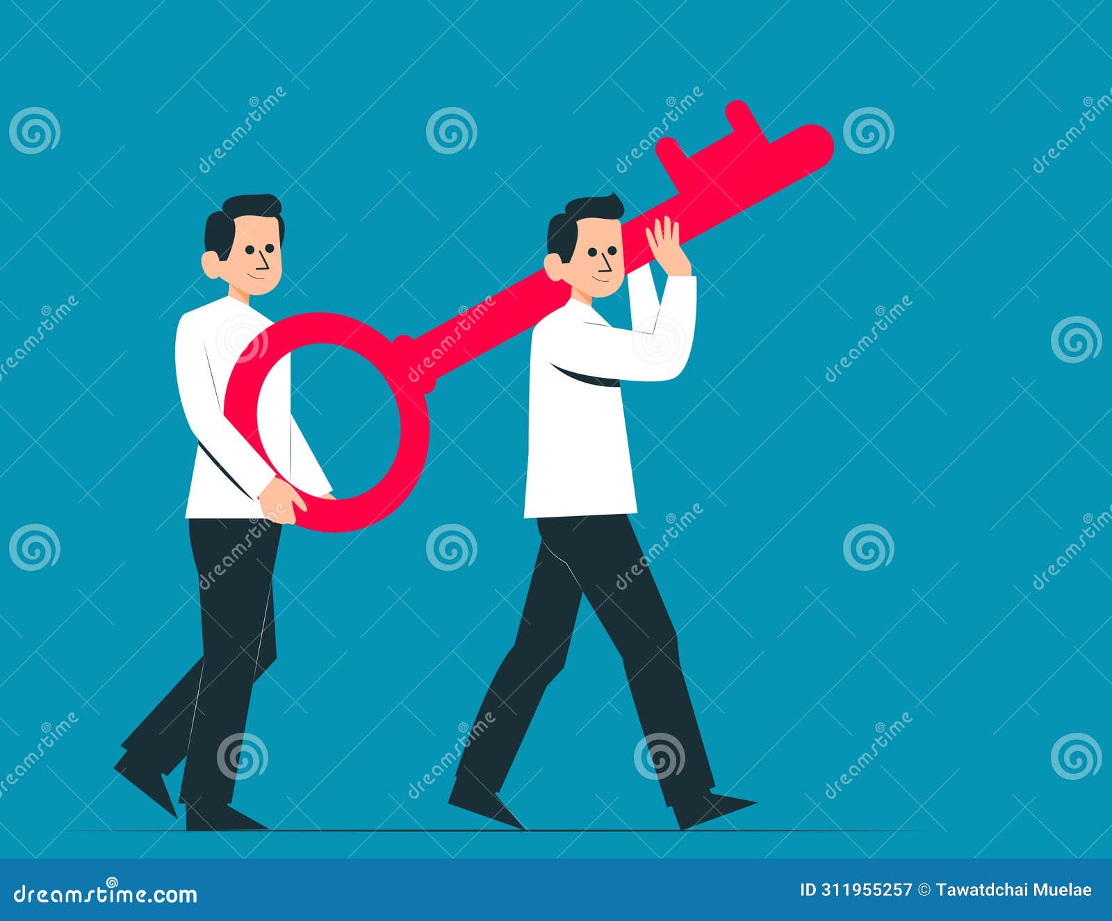 Team Holding Big Key. the Key To Success Stock Vector - Illustration of ...