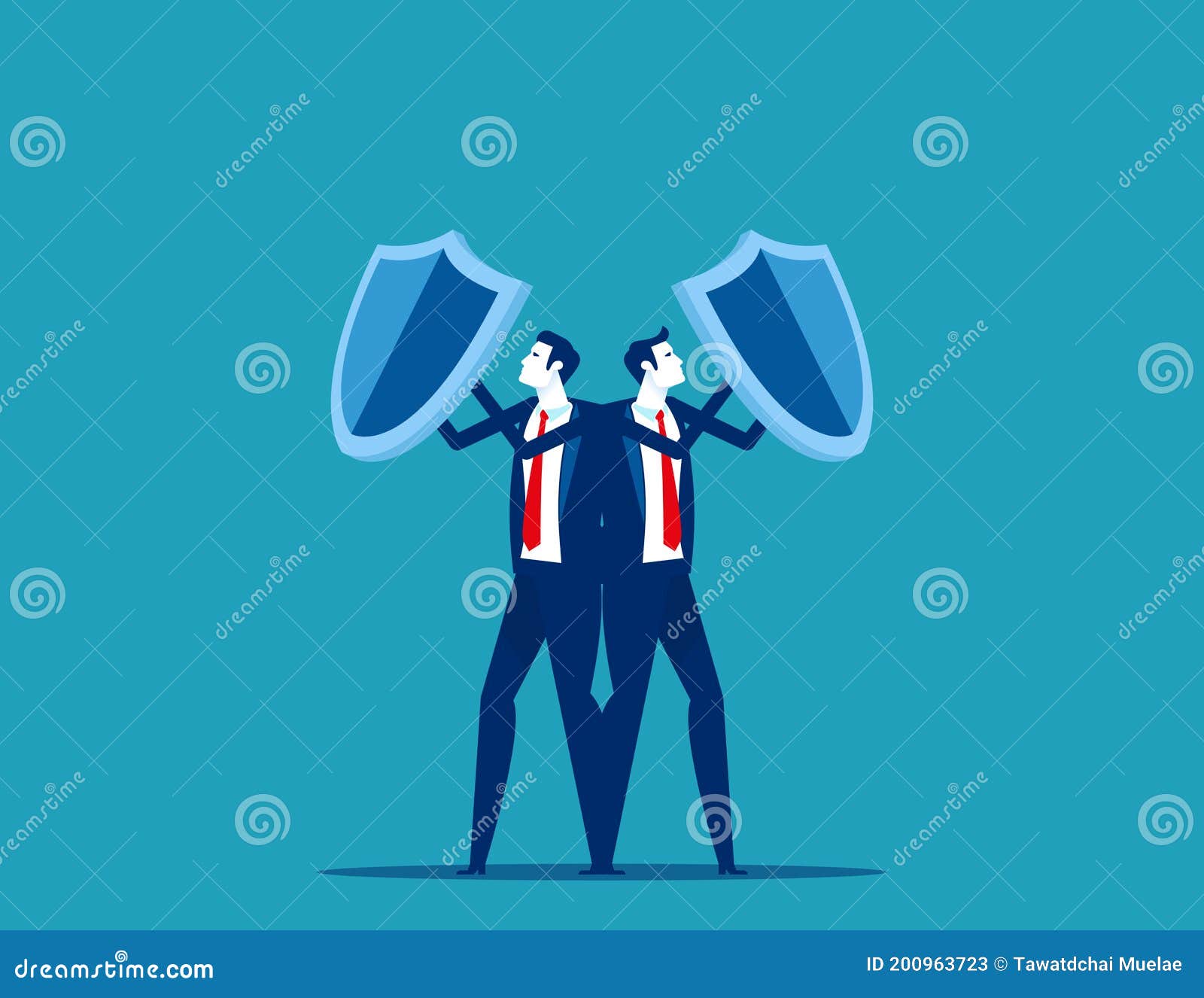 Team Holding Shields Against Business. Teamwork Unity Stock Vector ...