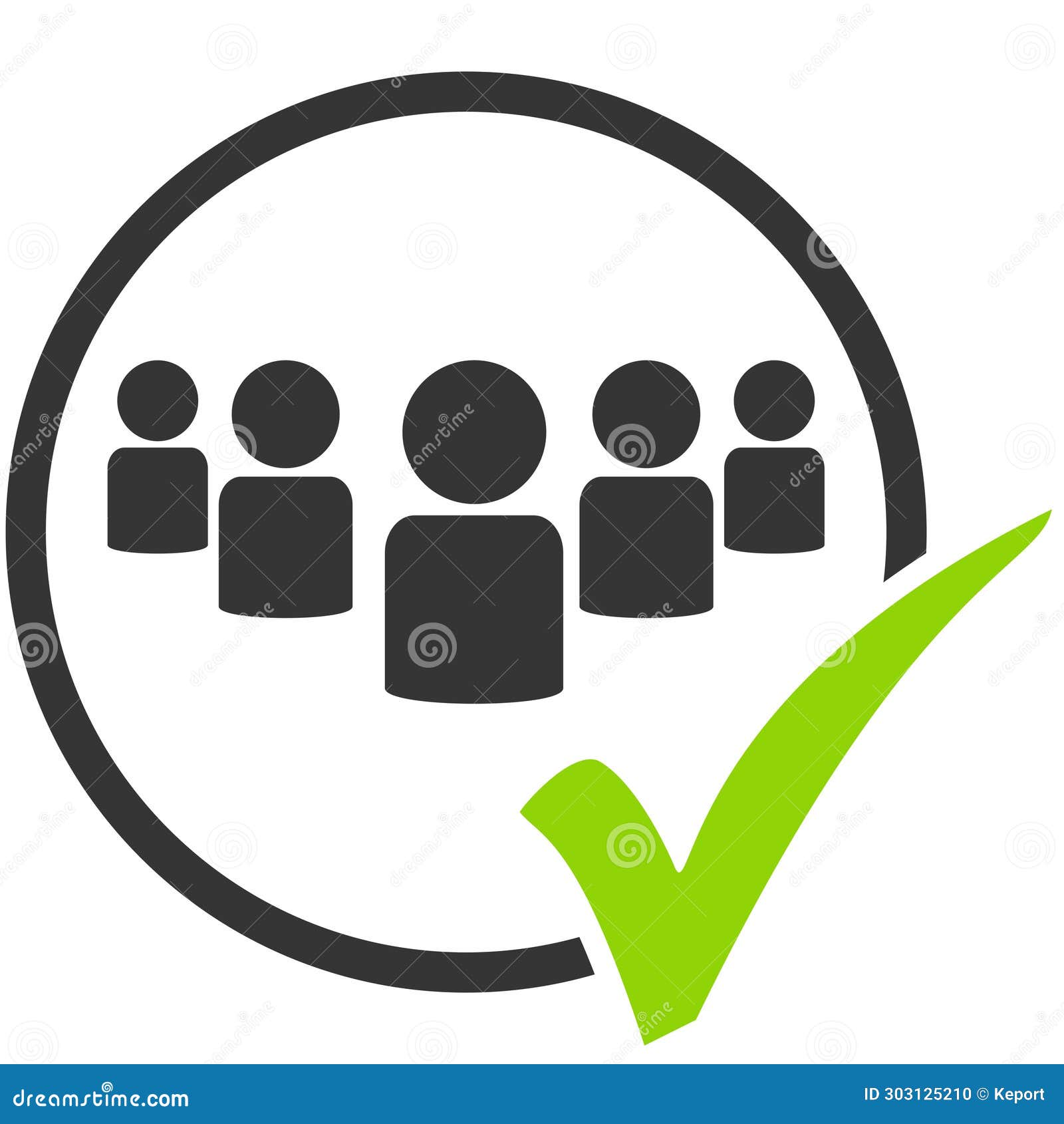 Team Icon in Circle with Green Tick Stock Illustration - Illustration ...