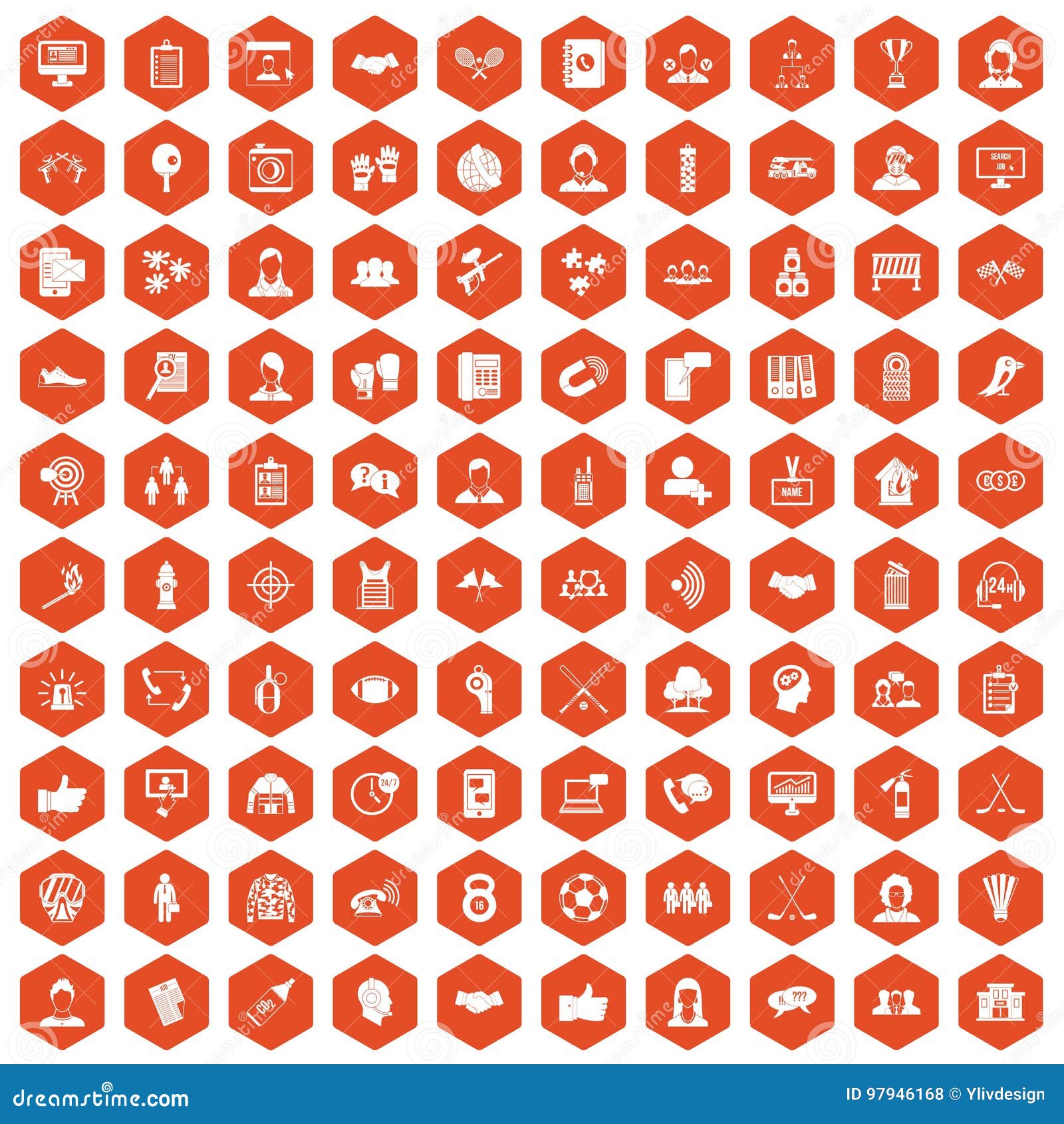 100 Team Icons Hexagon Orange Stock Vector - Illustration of answer ...