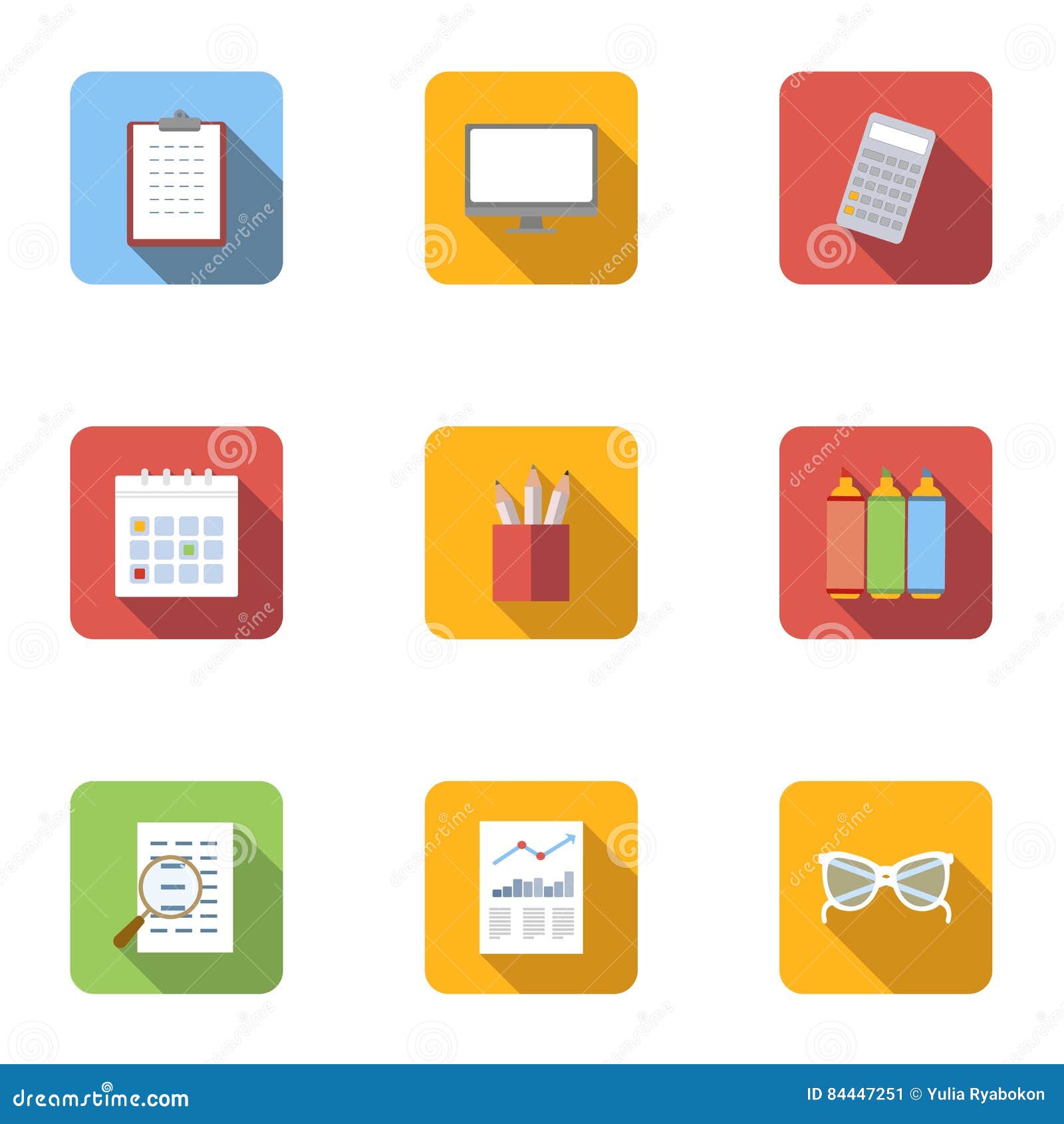 Team icons set, flat style stock vector. Illustration of magnifying ...