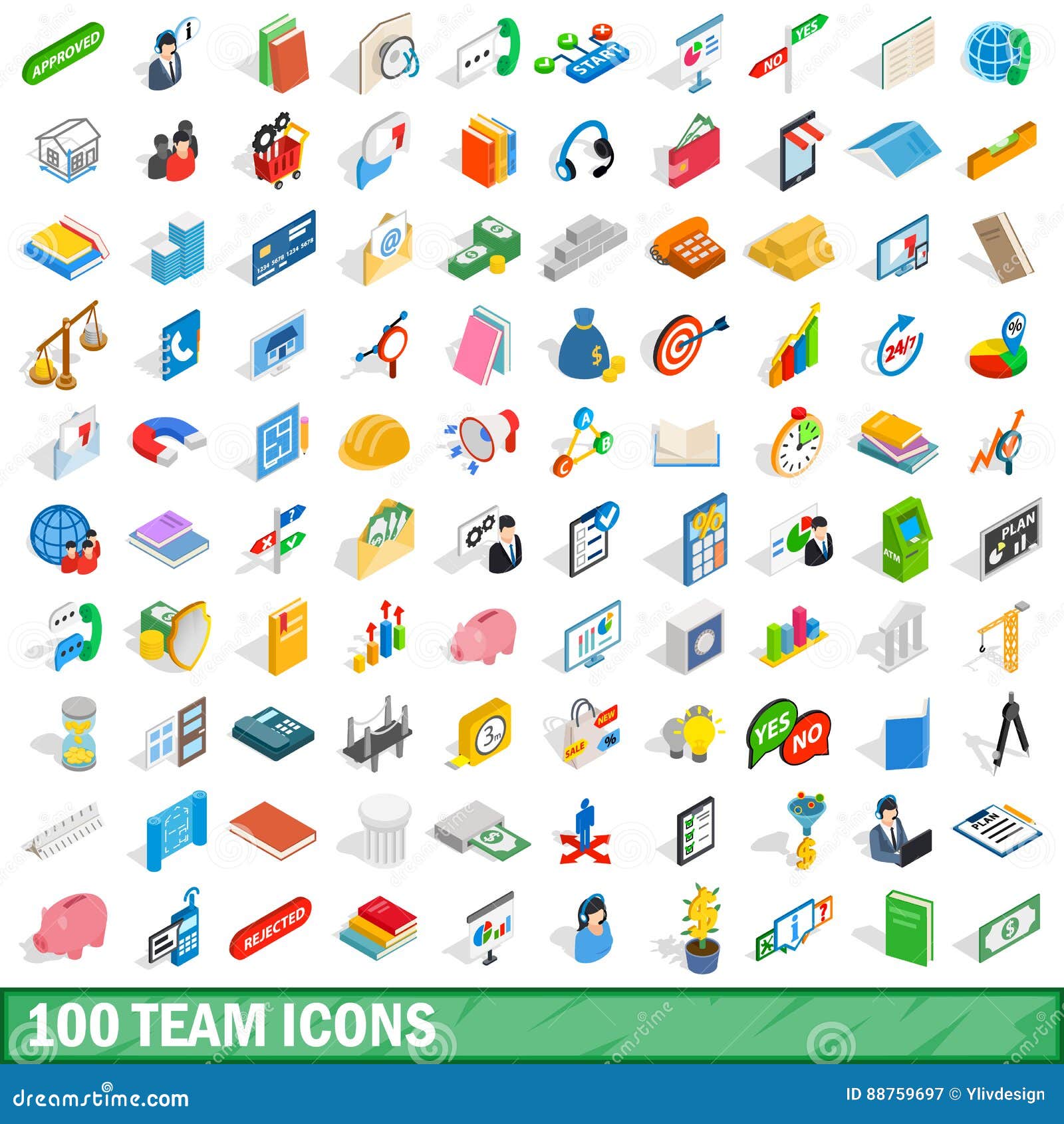 100 Team Icons Set, Isometric 3d Style Stock Vector - Illustration of ...