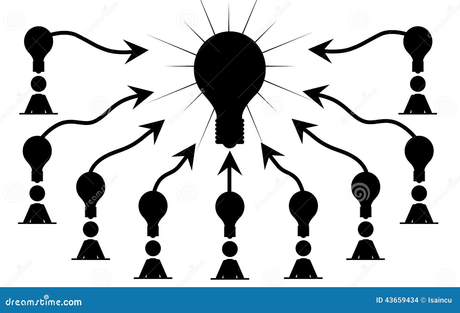 Team with idea stock vector. Illustration of bulb, creativity - 43659434
