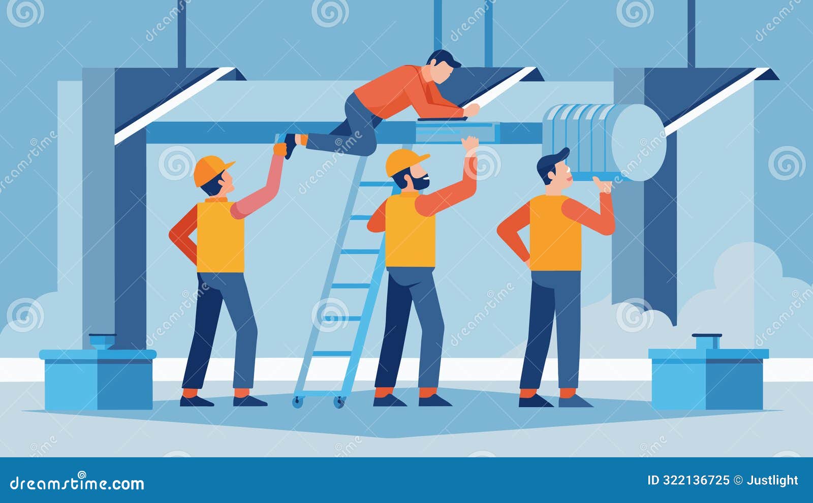 A Worker Securing A Cable Tie To Connect Sections Of Netting Creating A ...