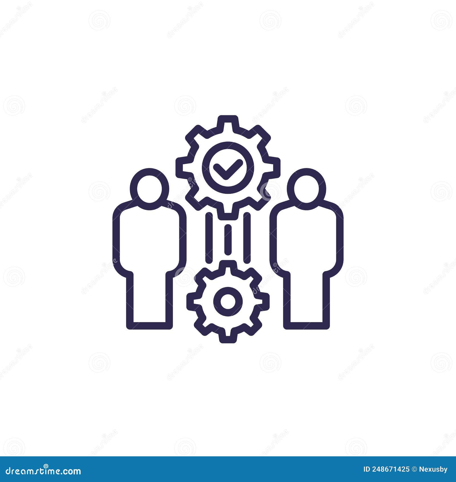 Team Interaction and Management Icon with Workers Stock Vector ...