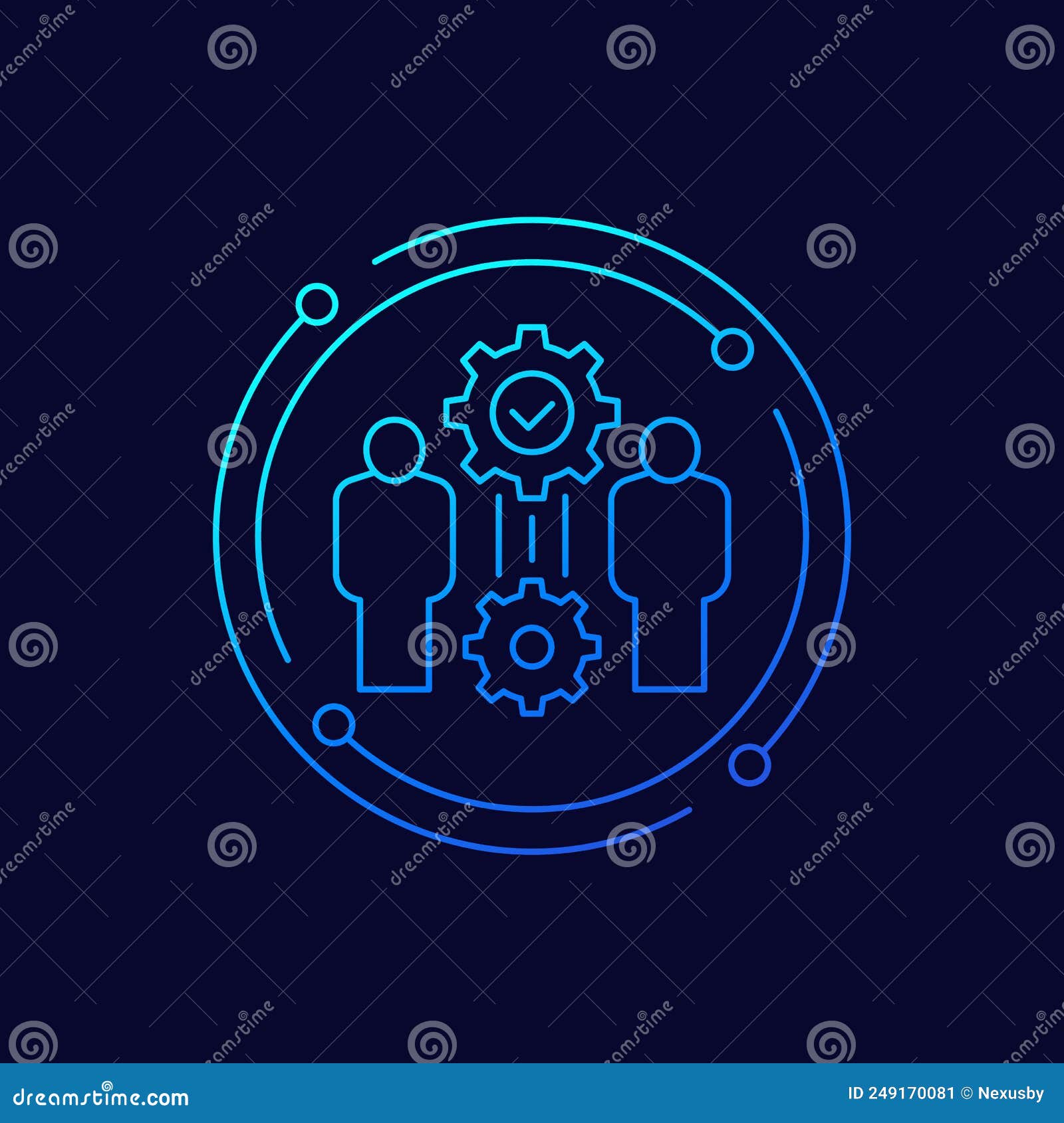 Team Interaction and Management Line Icon Stock Vector - Illustration ...