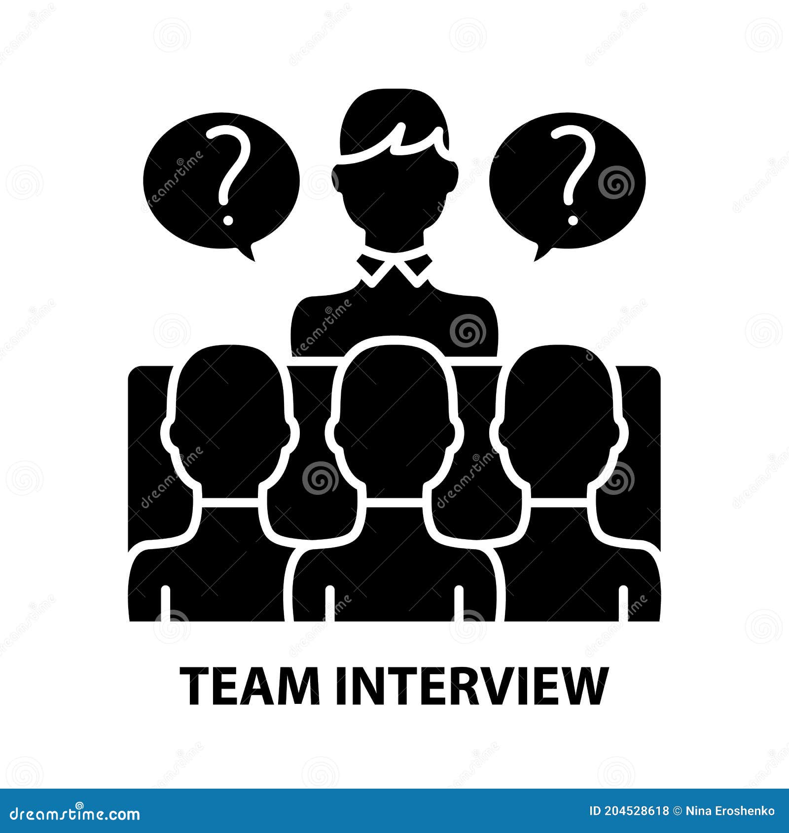 Team Interview Icon, Black Vector Sign with Editable Strokes, Concept ...