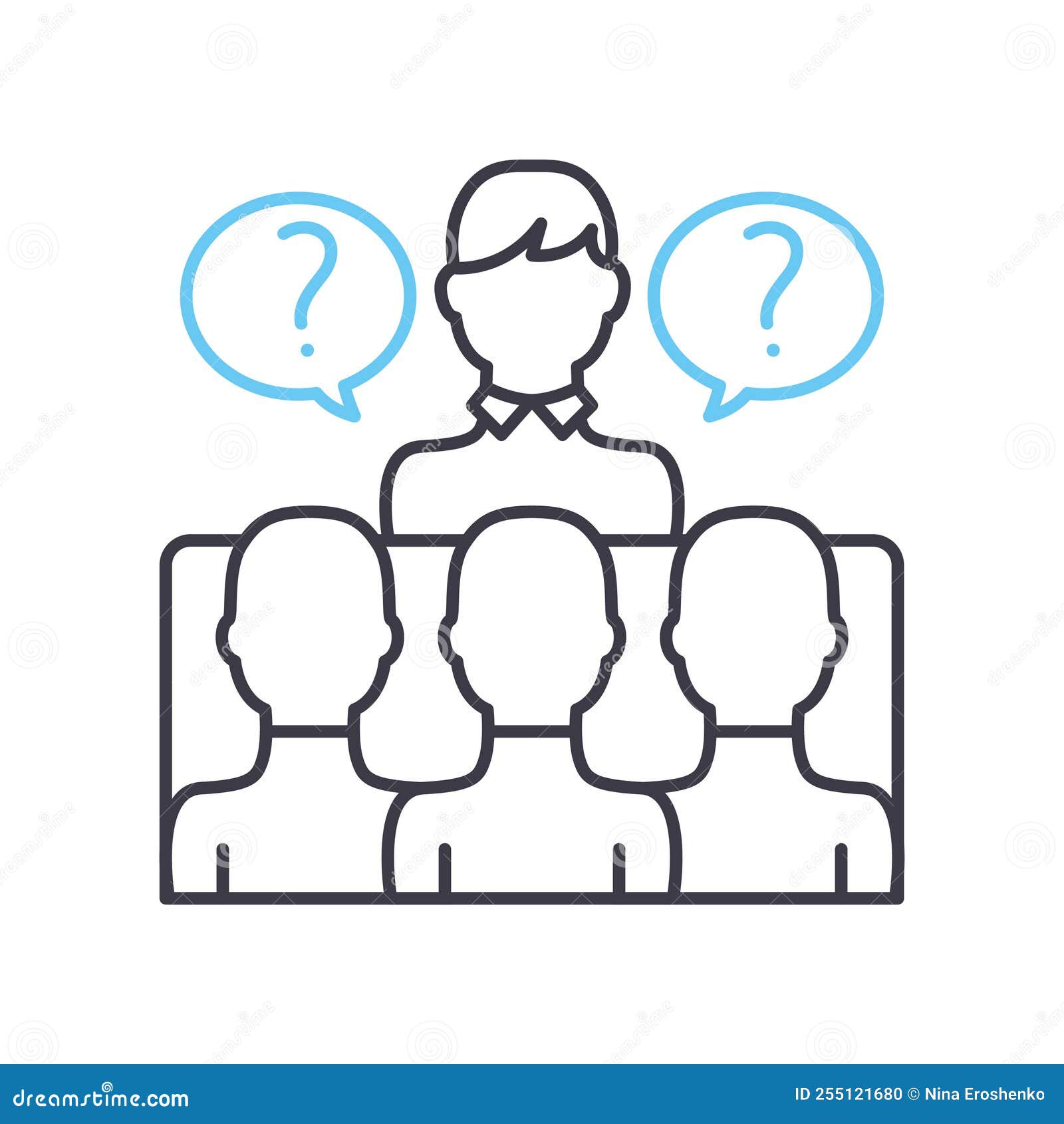 Team Interview Line Icon, Outline Symbol, Vector Illustration, Concept ...