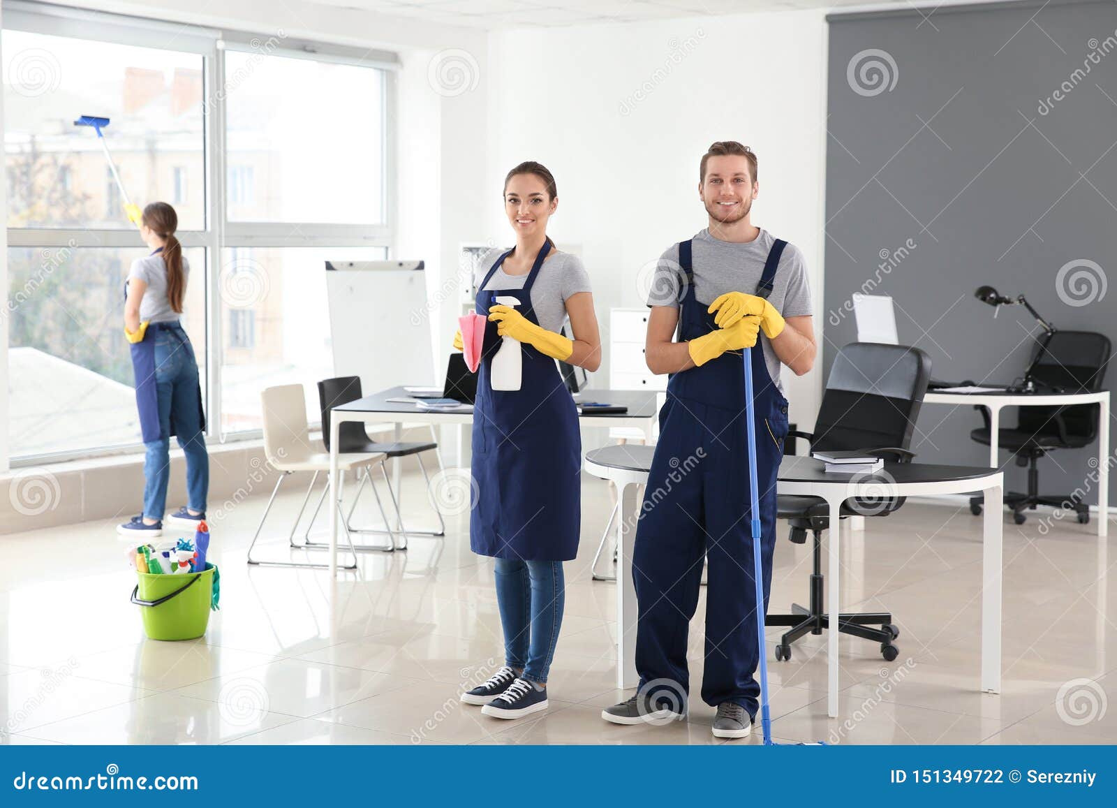Team of Janitors Cleaning Office Stock Photo - Image of care, person ...