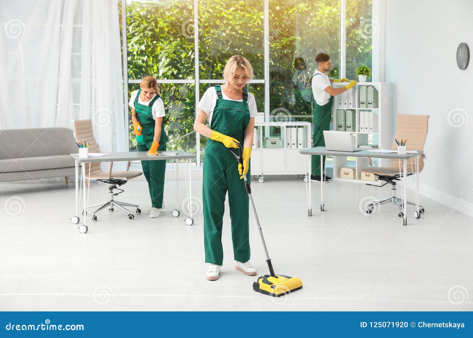 Team of Janitors in Uniform Stock Photo - Image of adult, home: 125071920