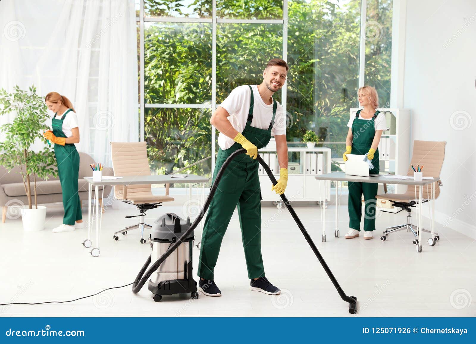 Team of Janitors in Uniform Stock Photo - Image of home, business ...