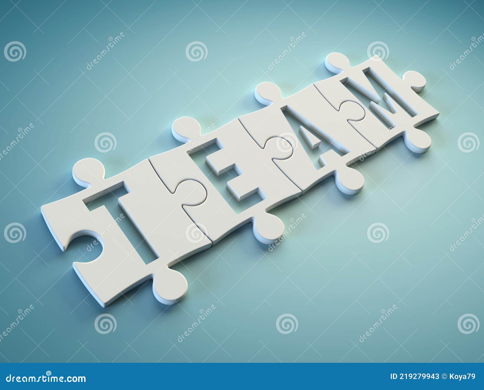 Team Jigsaw Puzzle Pieces Concept, 3d Rendering Stock Illustration ...