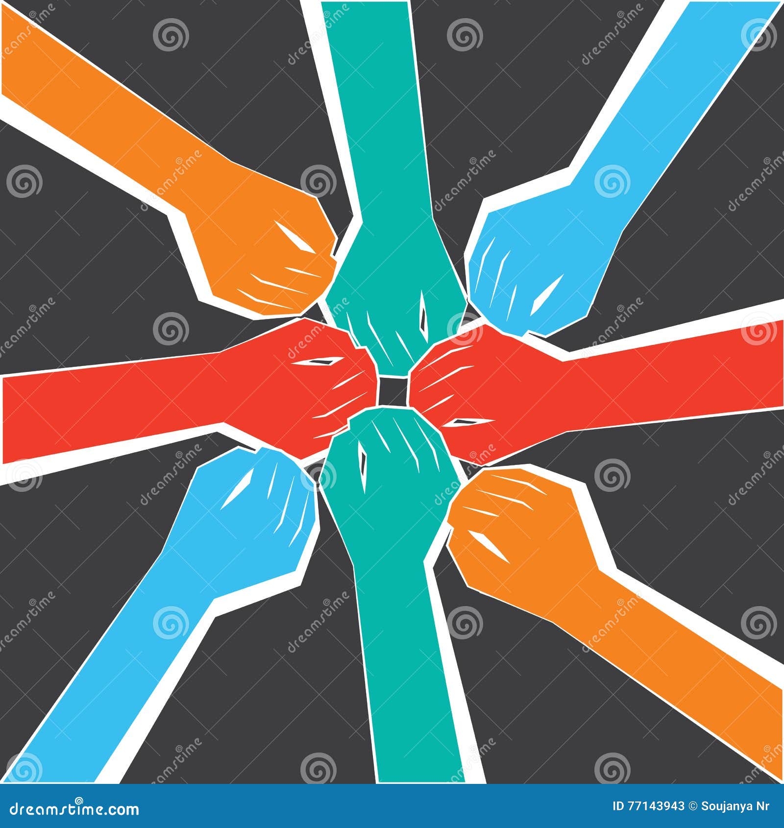 Team joining together stock illustration. Illustration of hope - 77143943