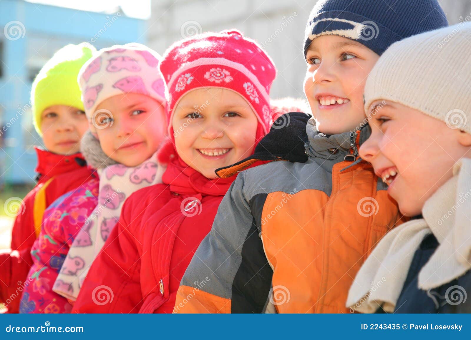 Team in kindergarten stock image. Image of five, outside - 2243435