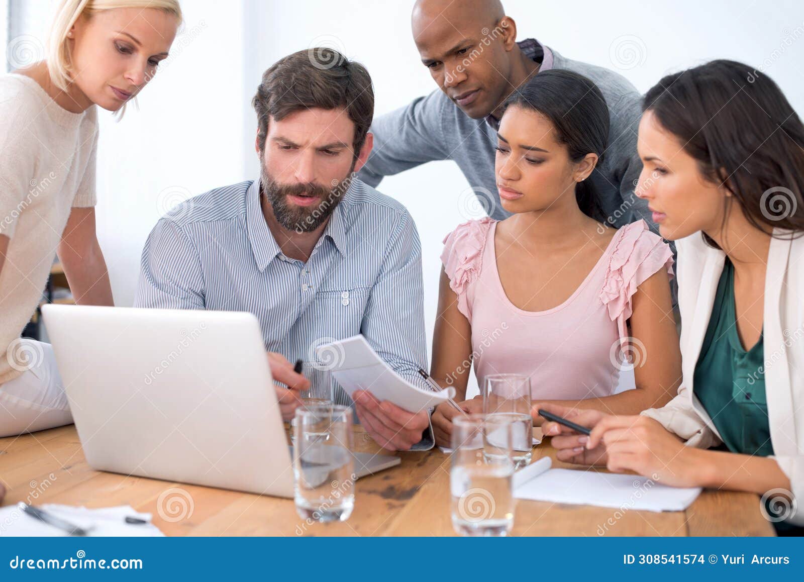 Team, Laptop and Business People Problem Solving, Planning or ...