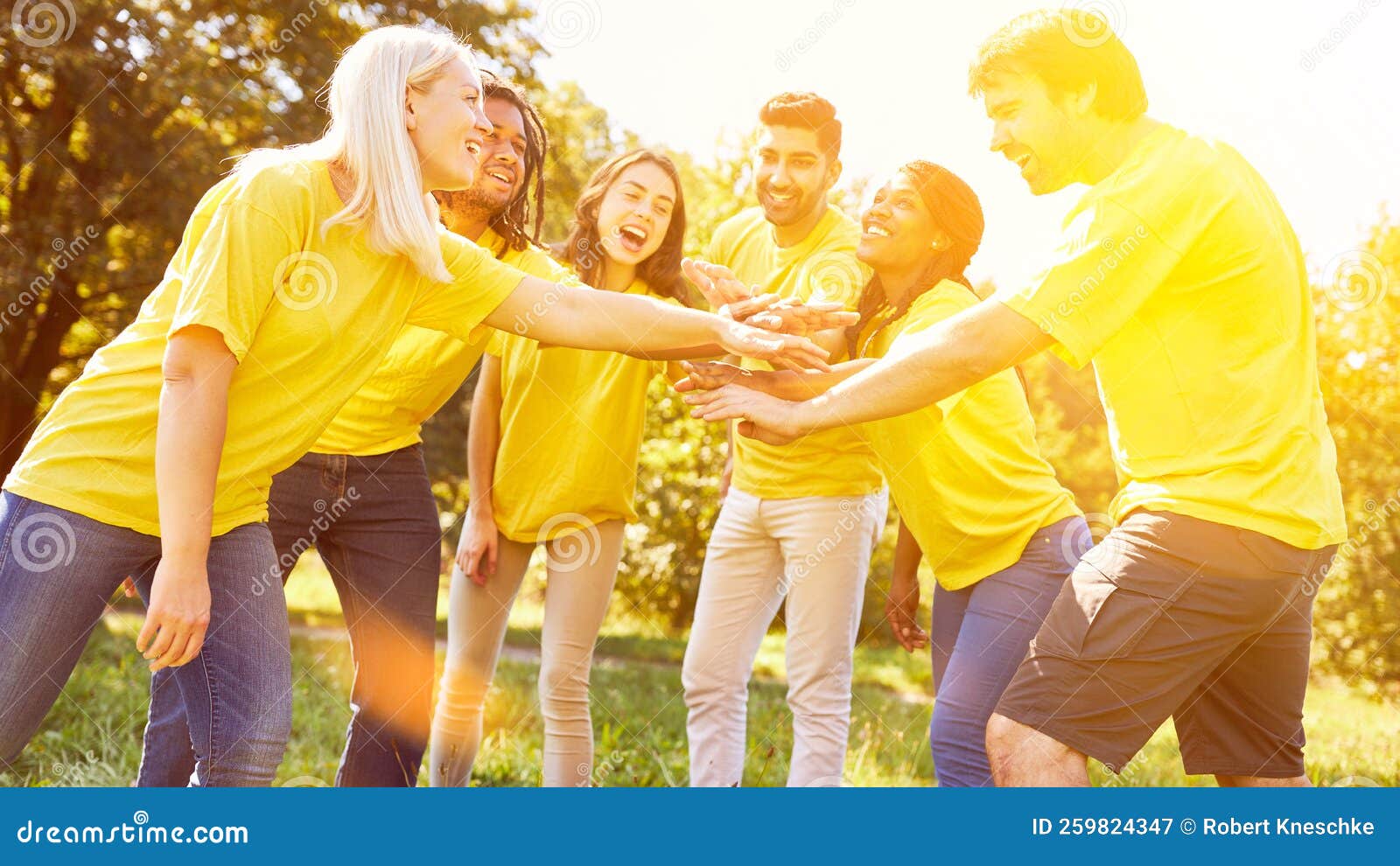 Team Laughing while Stacking Hands for Motivation Stock Image - Image ...