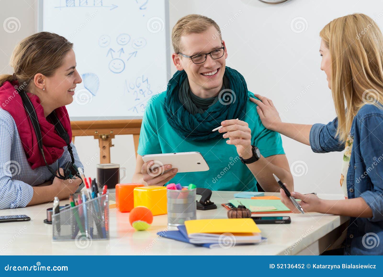 Team laughing at work stock photo. Image of employees - 52136452