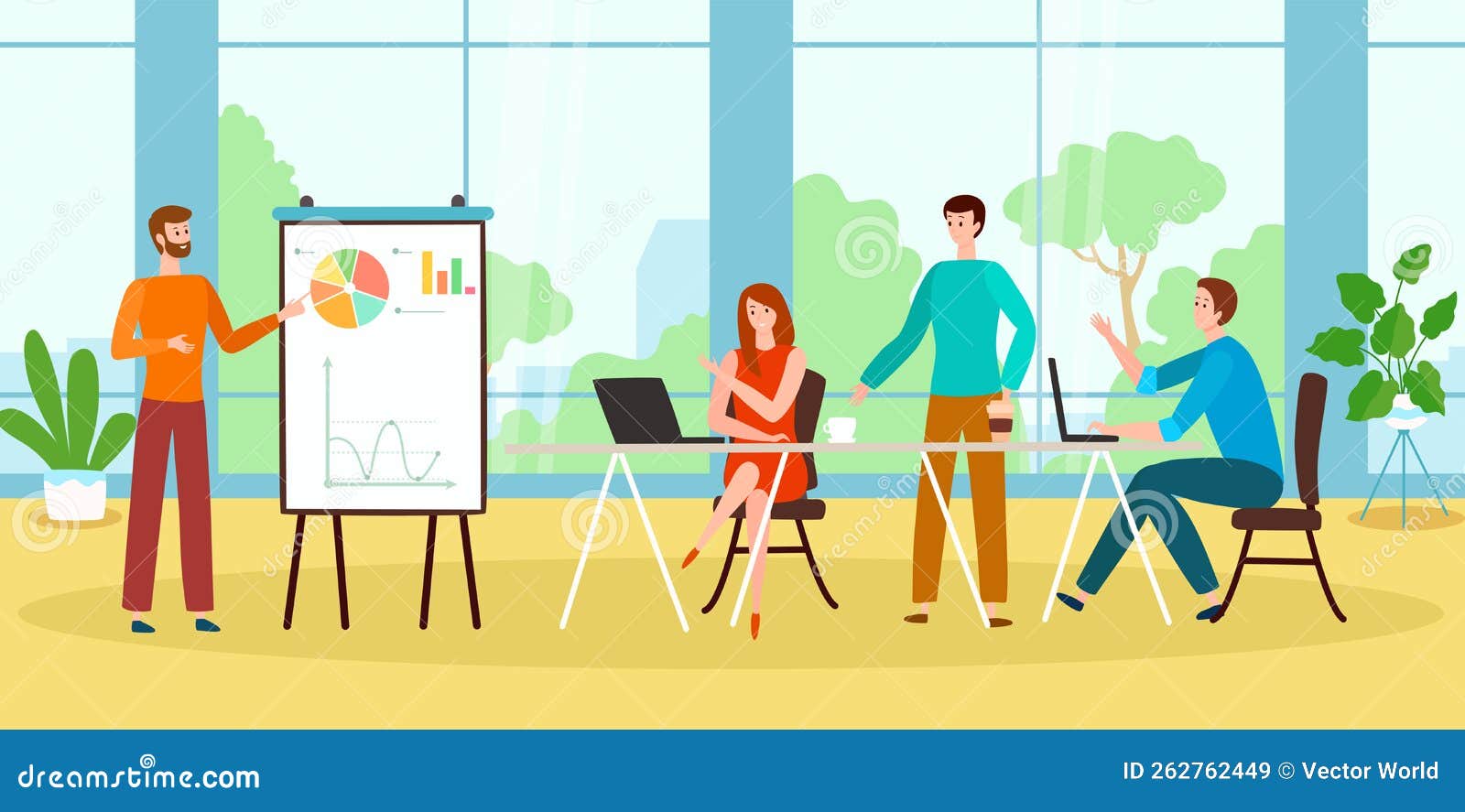 Team Leader Business Infographic Stand, Colleague Character Office Work ...