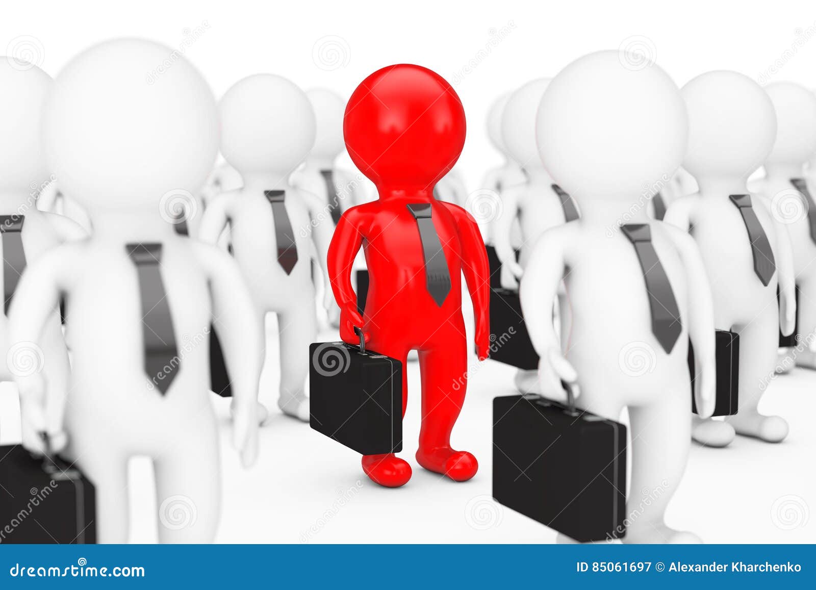 Team Leader Concept. Many 3d Person with One Red. 3d Rendering Stock ...