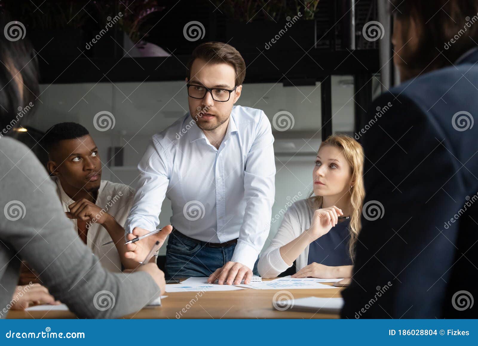 Team Leader Explains Research Result Report Statistical Data To ...