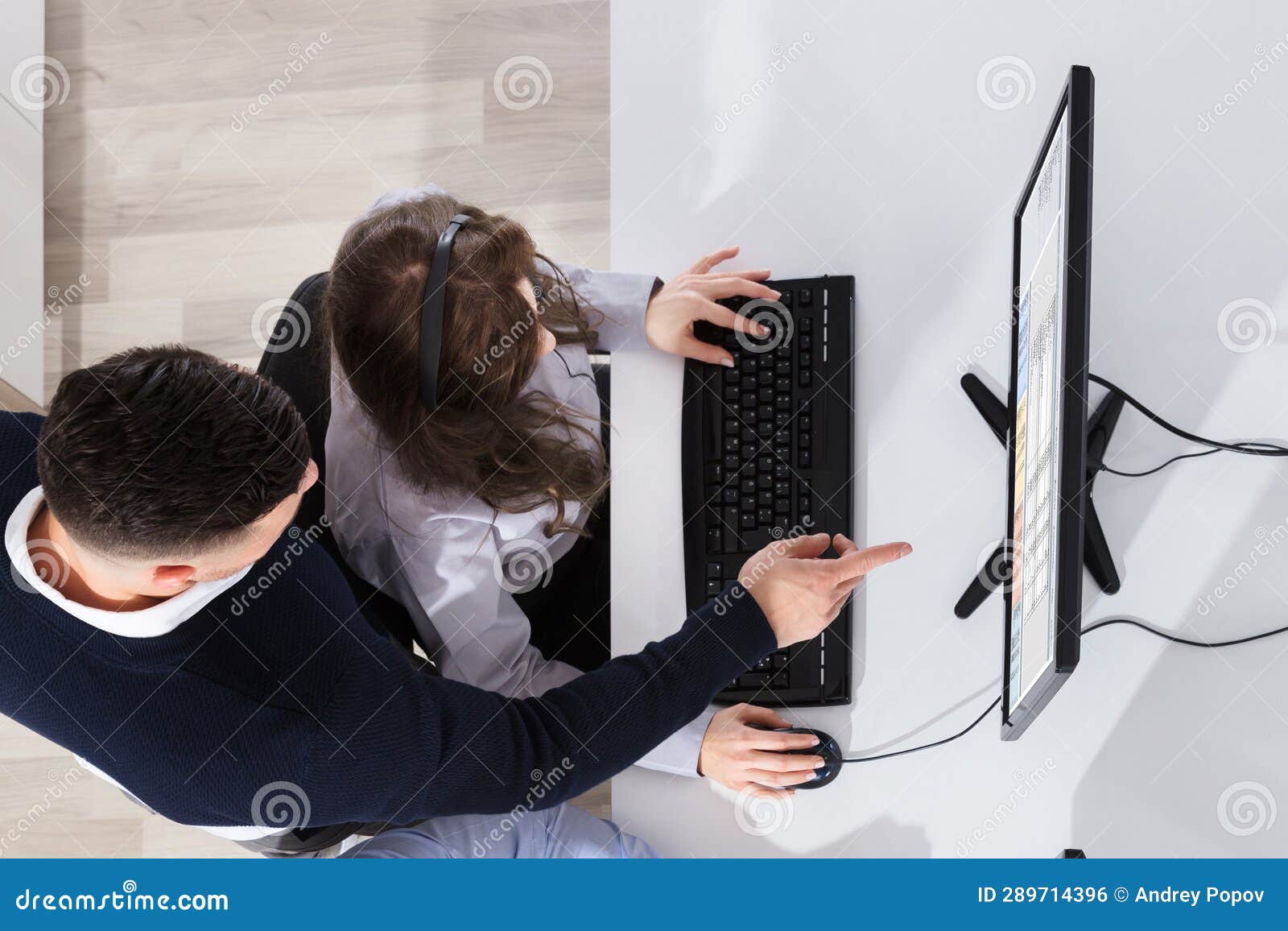 Team Leader Giving Training To His Call Center Operator Stock Photo ...