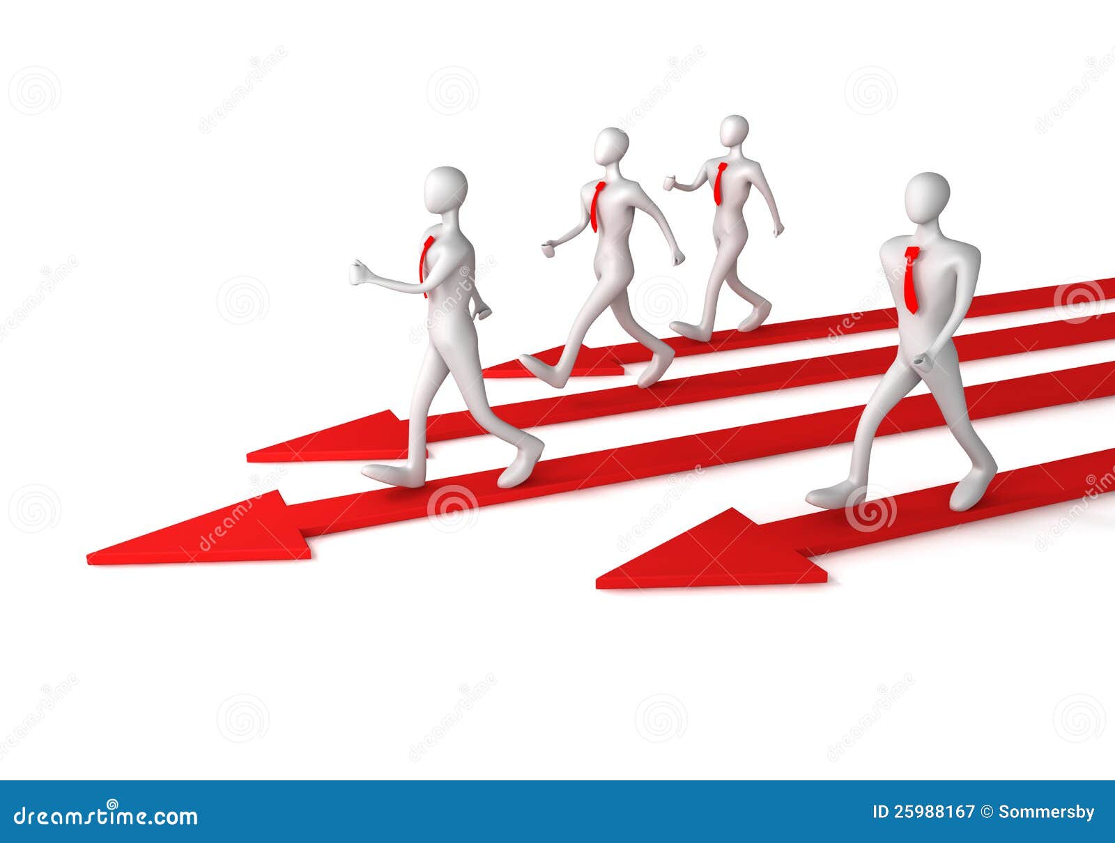 Team with the Leader Moving on Arrows Stock Illustration - Illustration ...